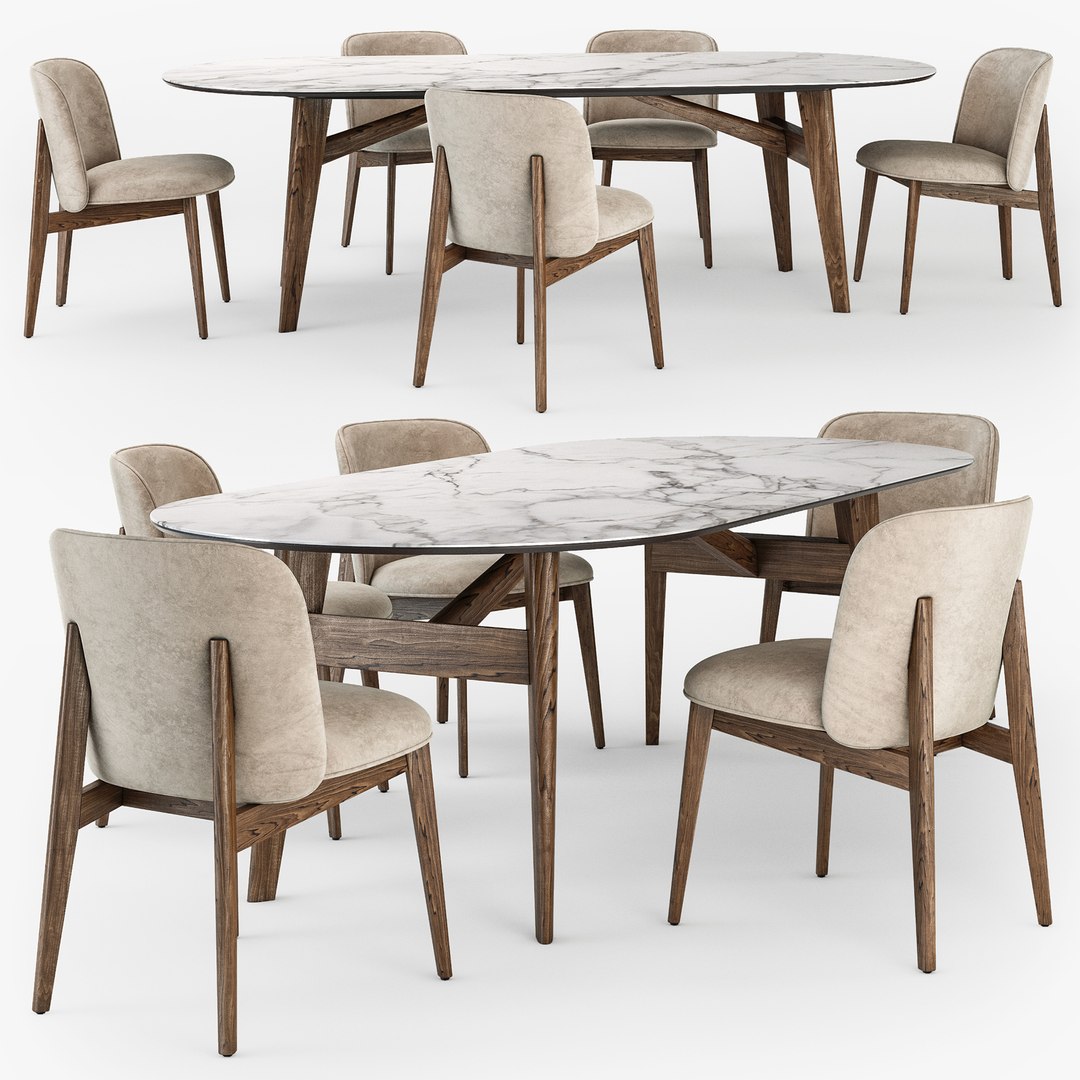 3D Calligaris Abrey elliptical table wood chair - TurboSquid 1795467