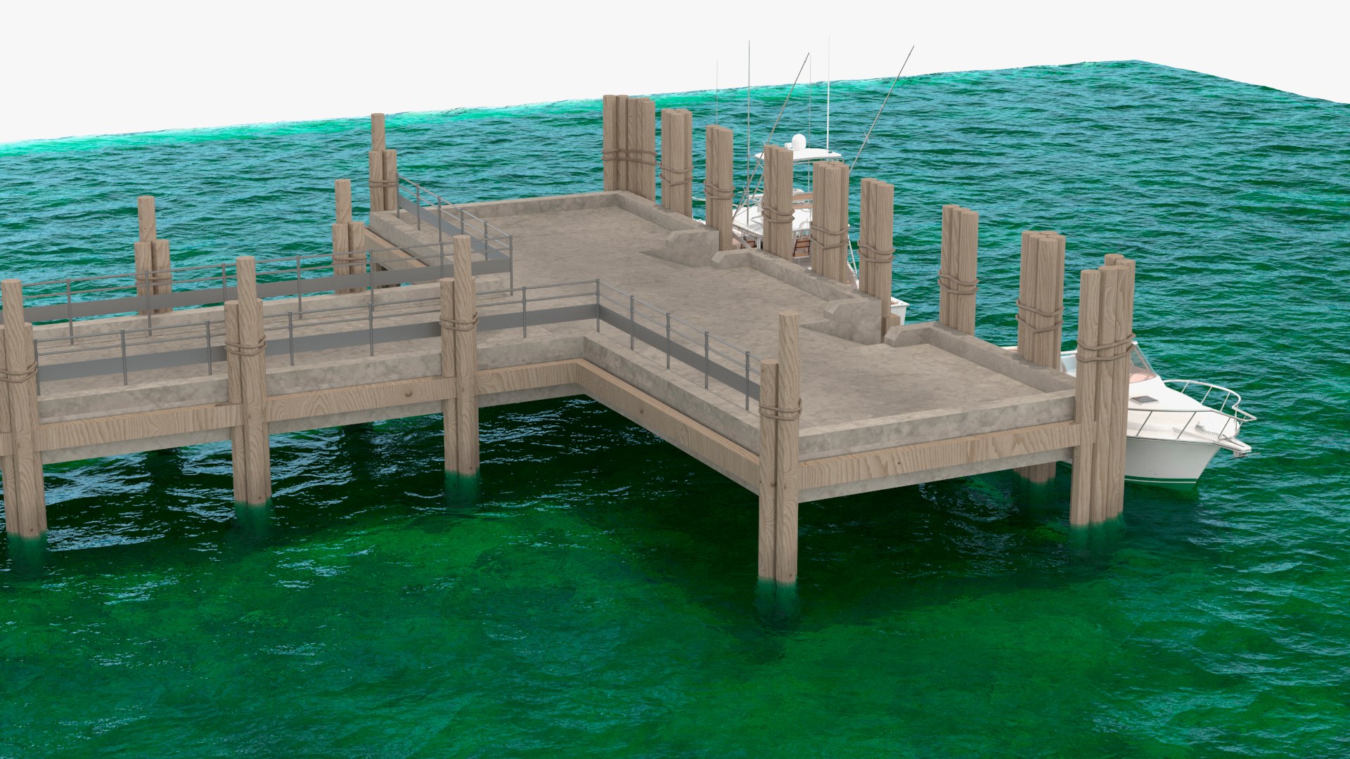 Coastal Pier With Yachts In Sea 3D - TurboSquid 2374734