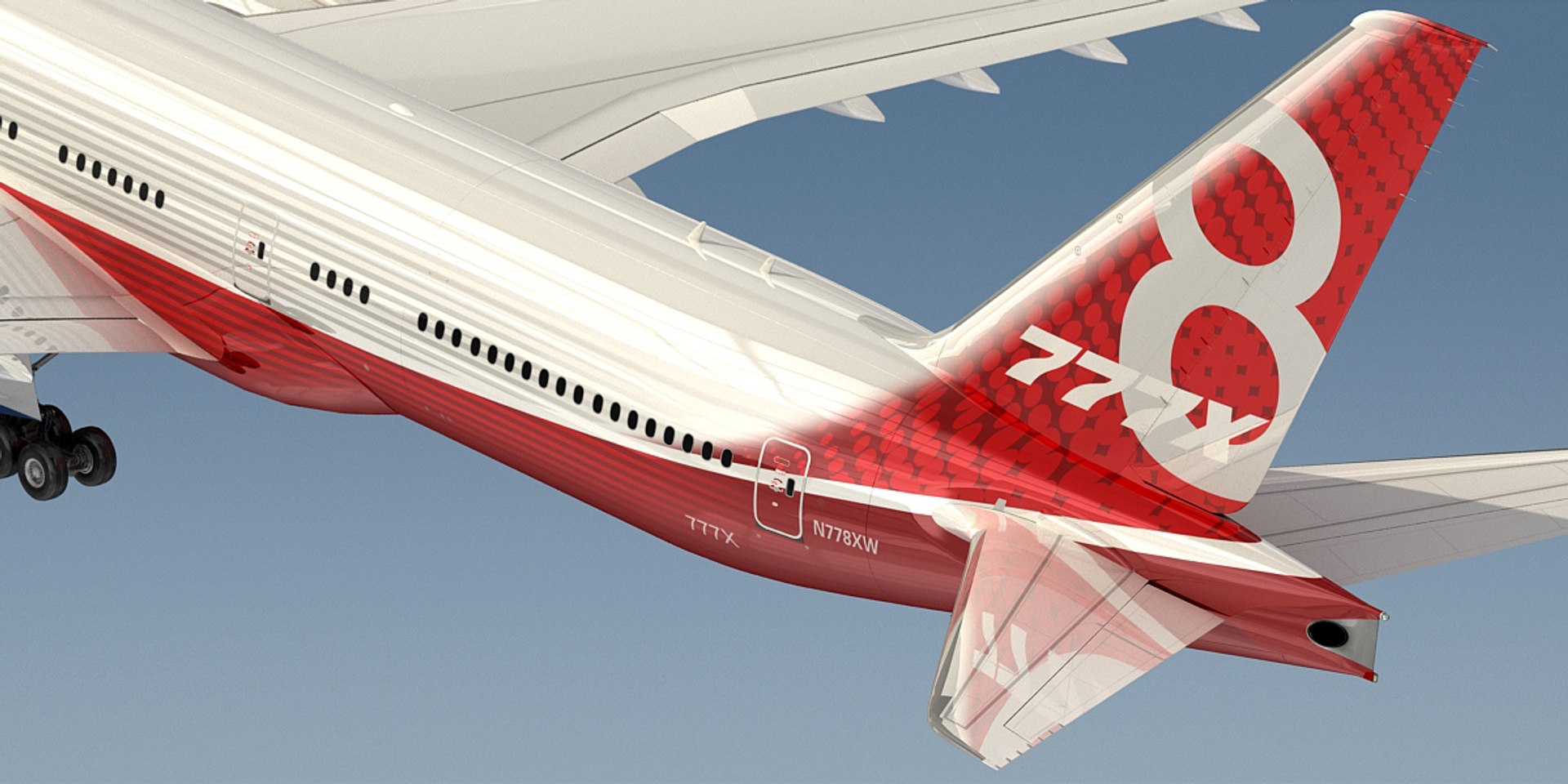 Boeing 777-8 aircraft red 3D model - TurboSquid 1508895
