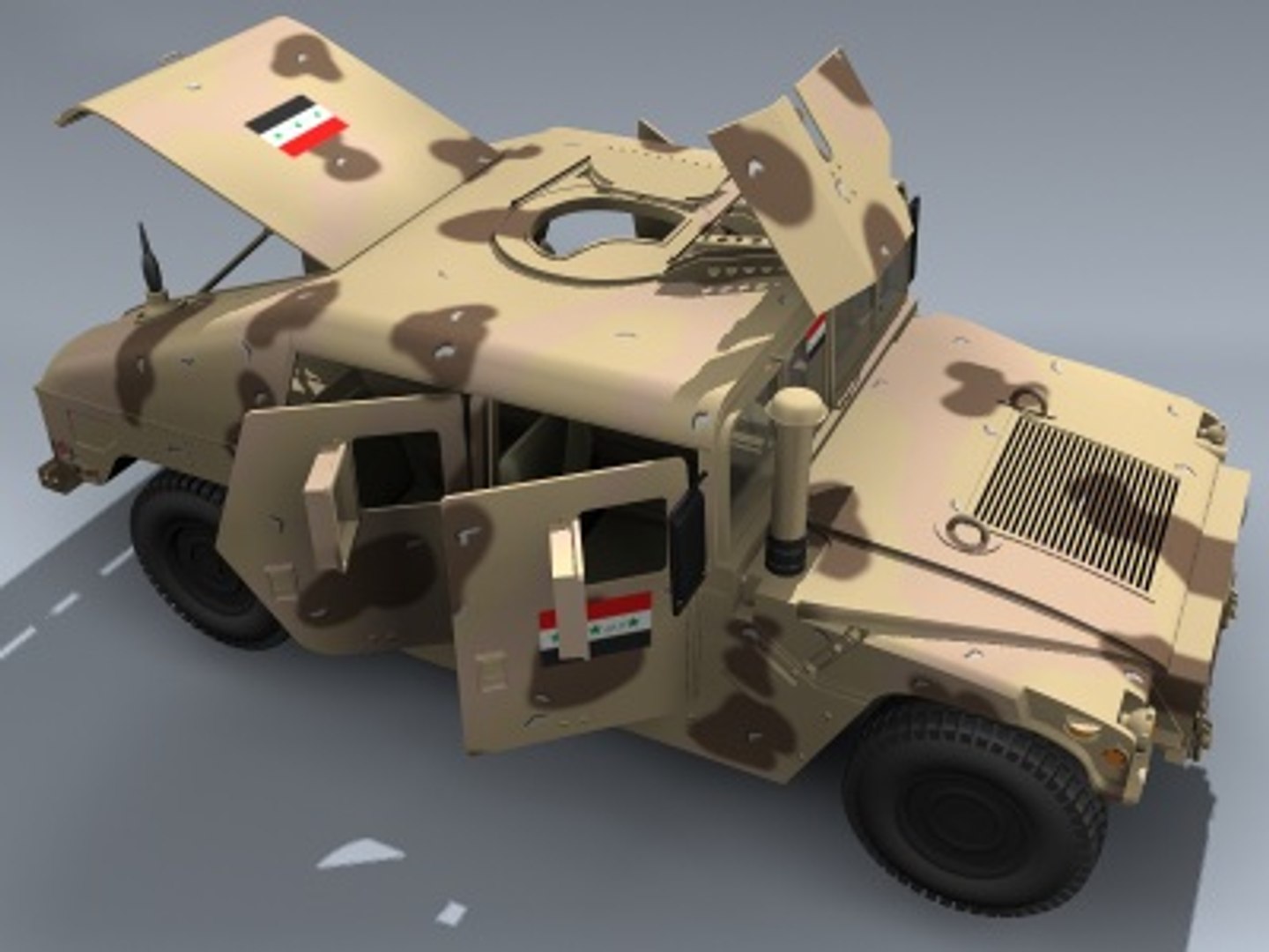 3d Model M1114 Hmmwv Iraqi Humvee Army