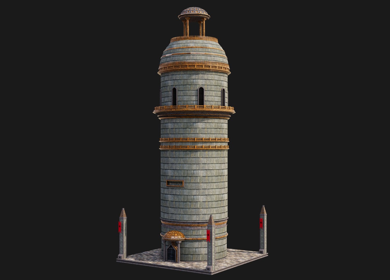 3D Fantasy Ancient Golden Tower - TurboSquid 2034953