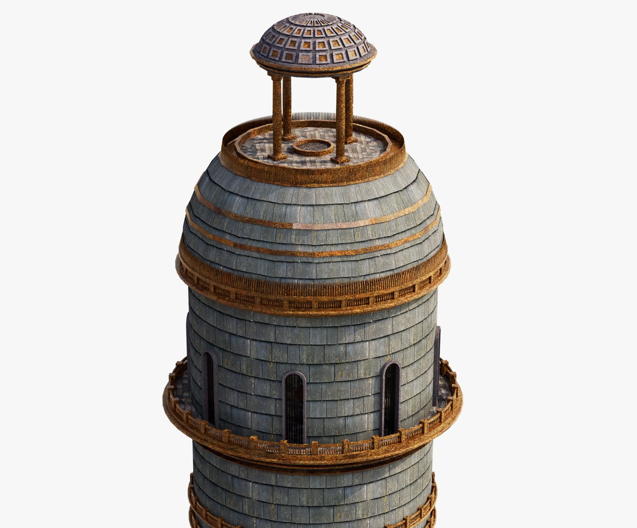 3D Fantasy Ancient Golden Tower - TurboSquid 2034953