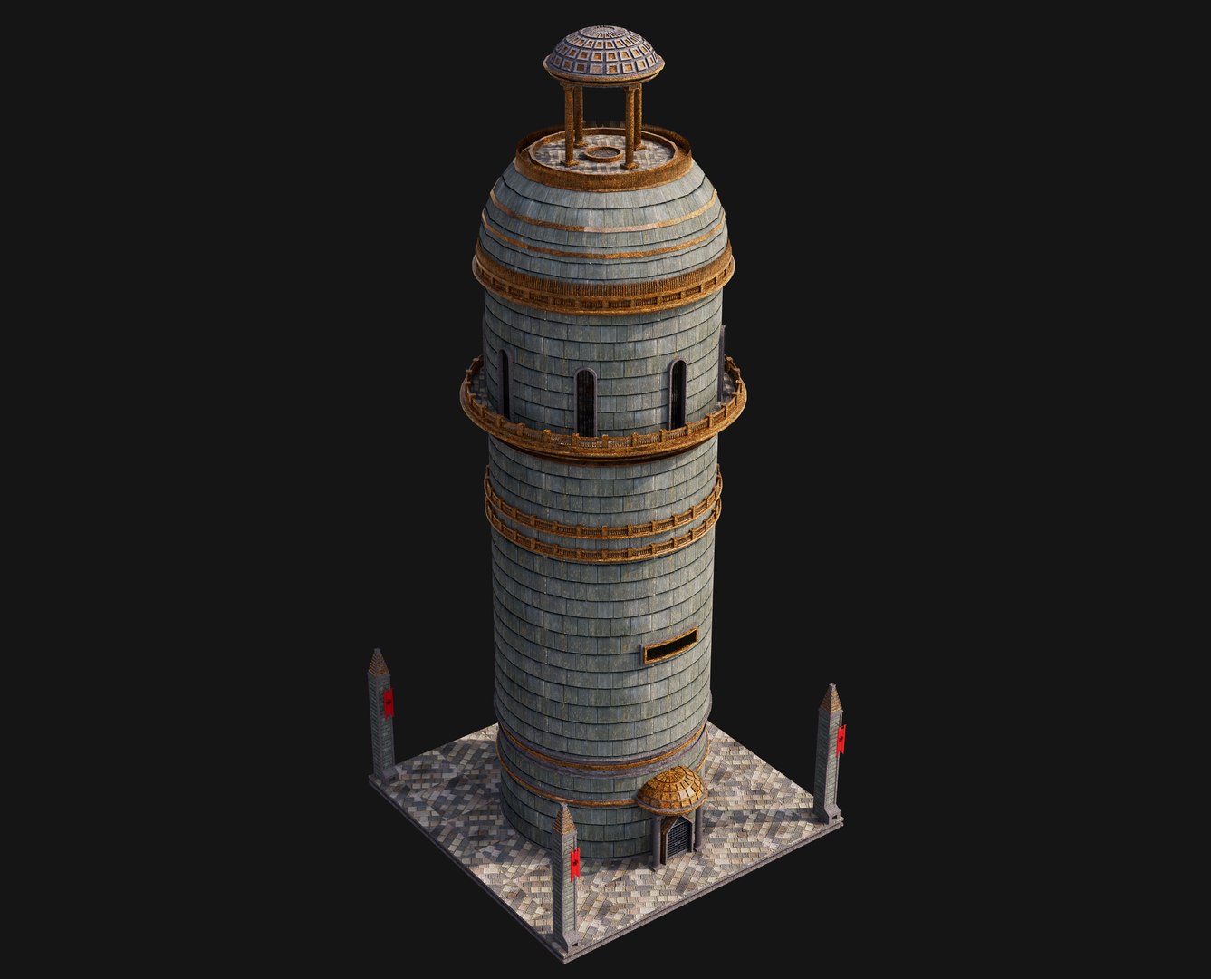 3D Fantasy Ancient Golden Tower - TurboSquid 2034953