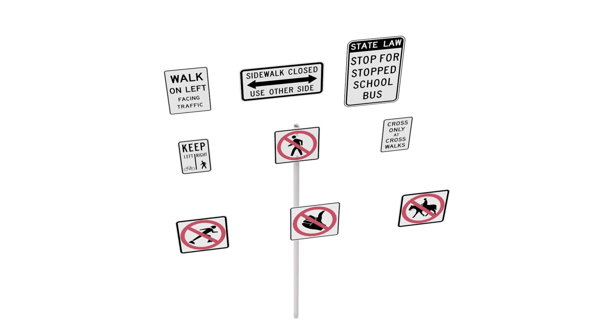 Road Sign Series Pedestrian 3D Model - TurboSquid 1383182