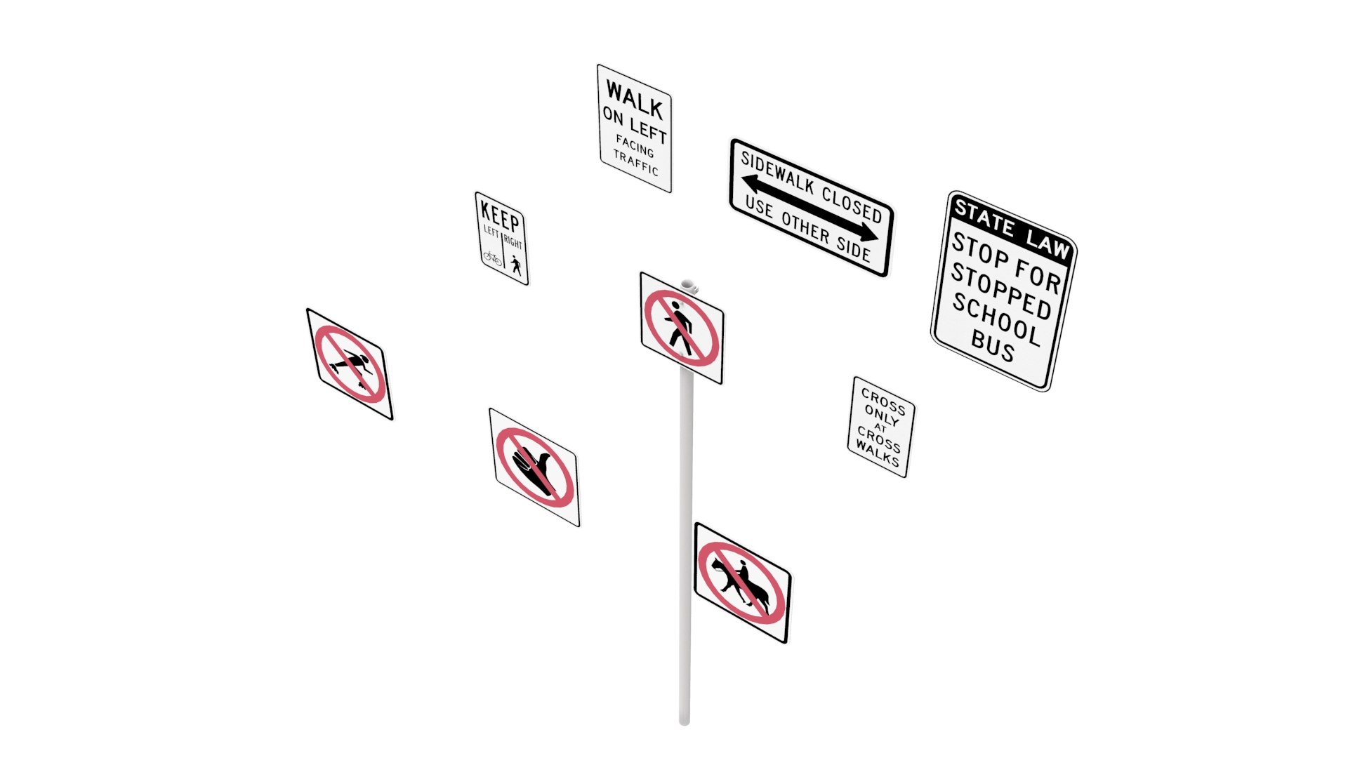 Road Sign Series Pedestrian 3D Model - TurboSquid 1383182