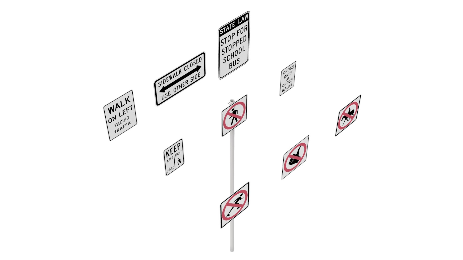 Road Sign Series Pedestrian 3D Model - TurboSquid 1383182