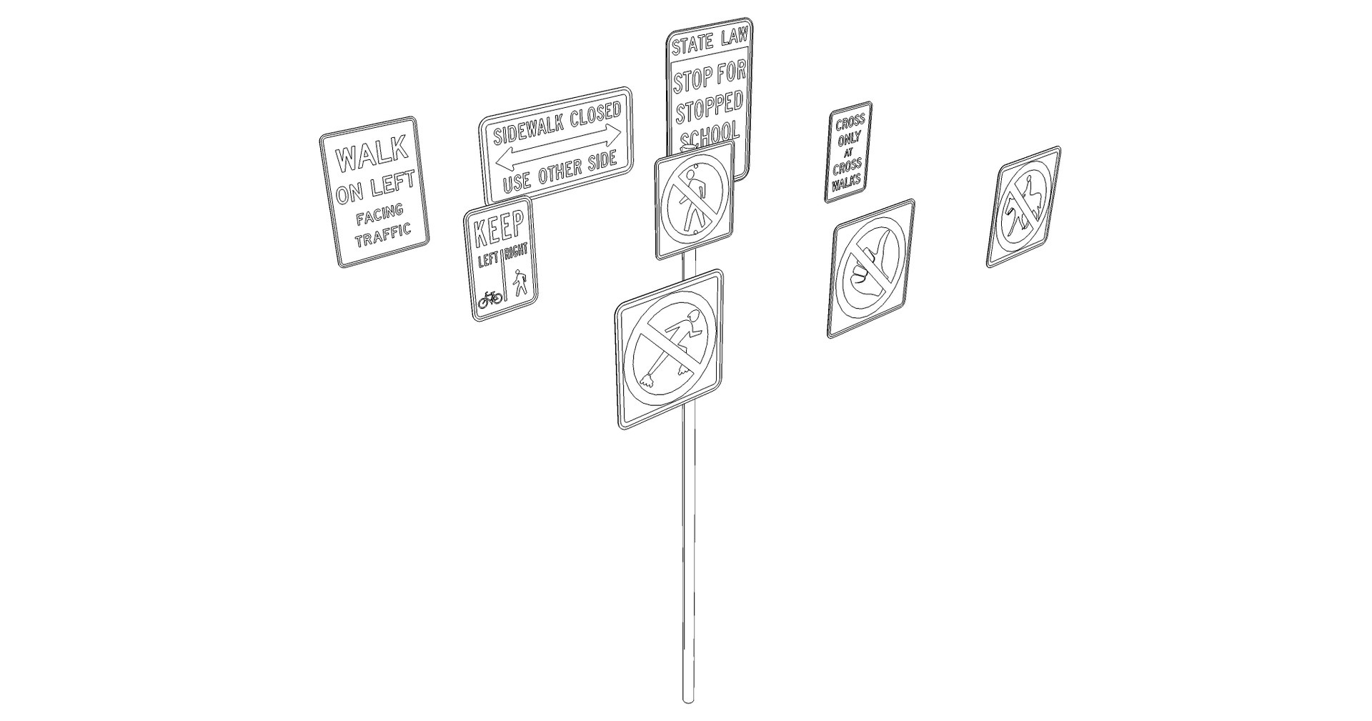 Road Sign Series Pedestrian 3D Model - TurboSquid 1383182