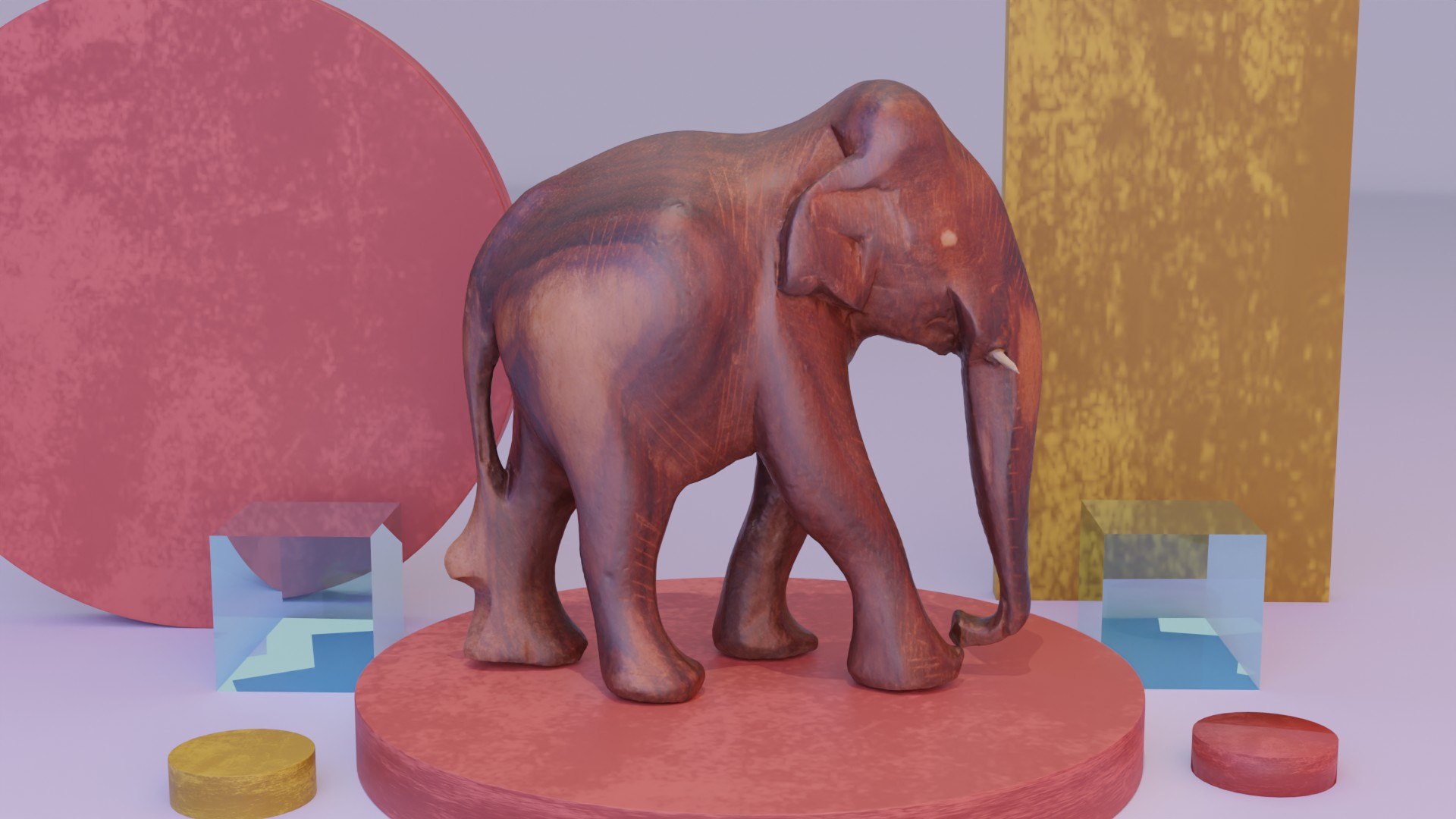 3D Elephant wood handmade sculpture high-poly 3D model model ...