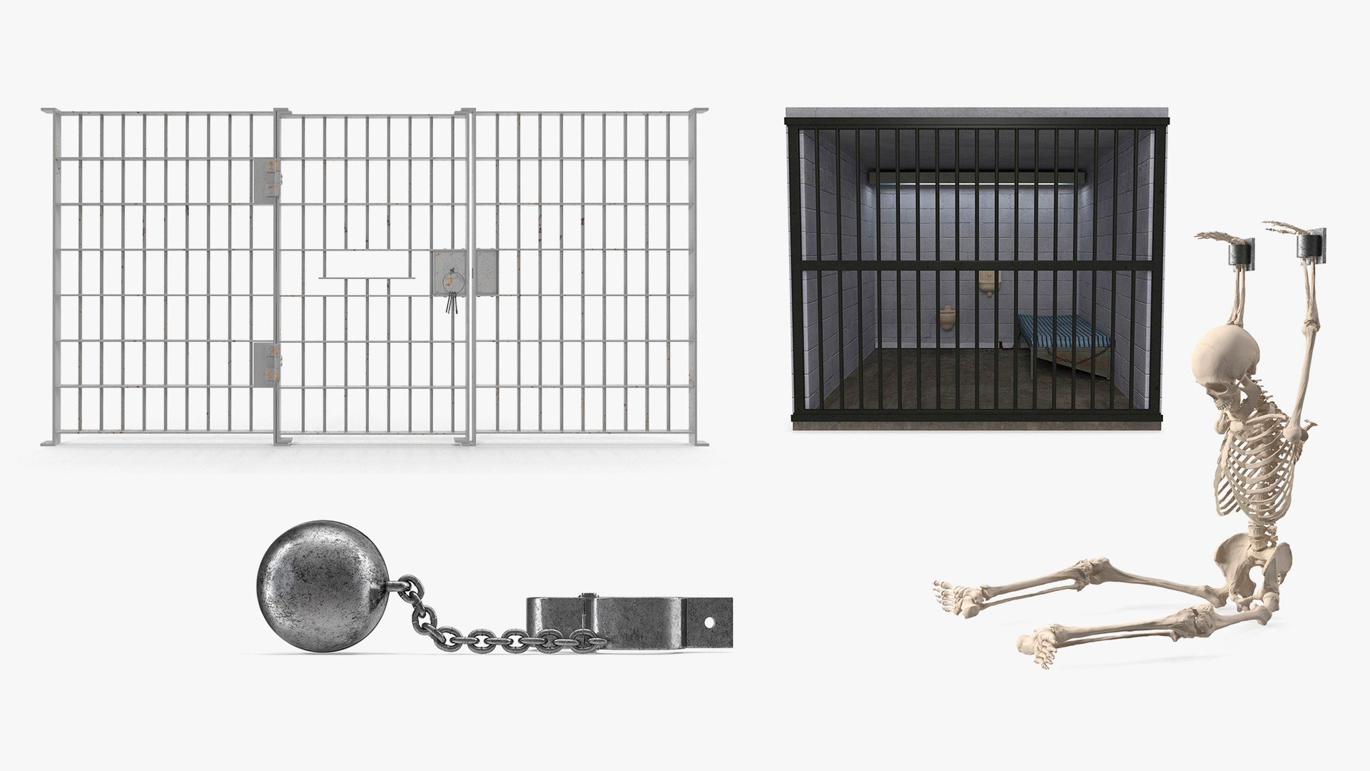 3D Prison Space with Male Skeleton Collection model - TurboSquid 2181262