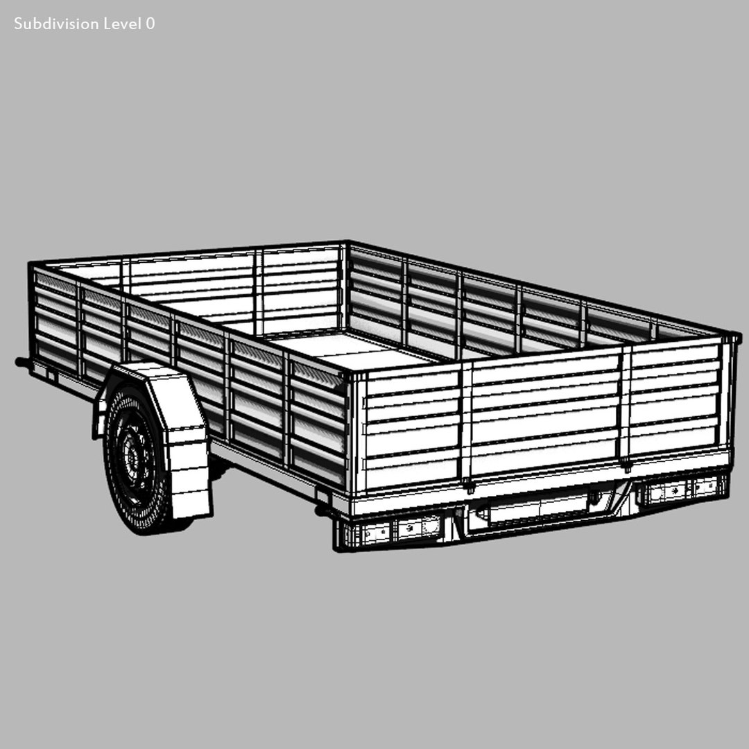 3d model utility trailer