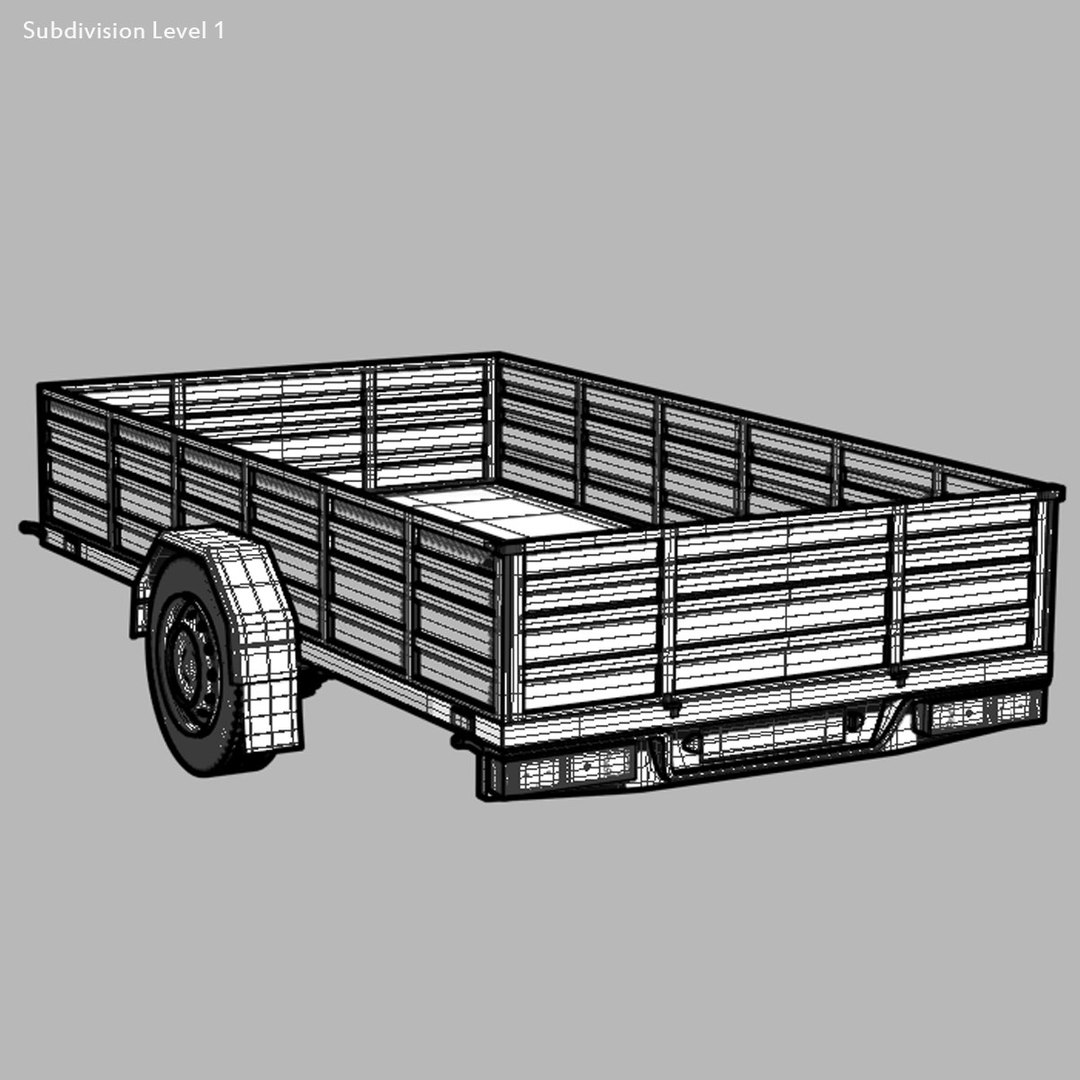 3d model utility trailer