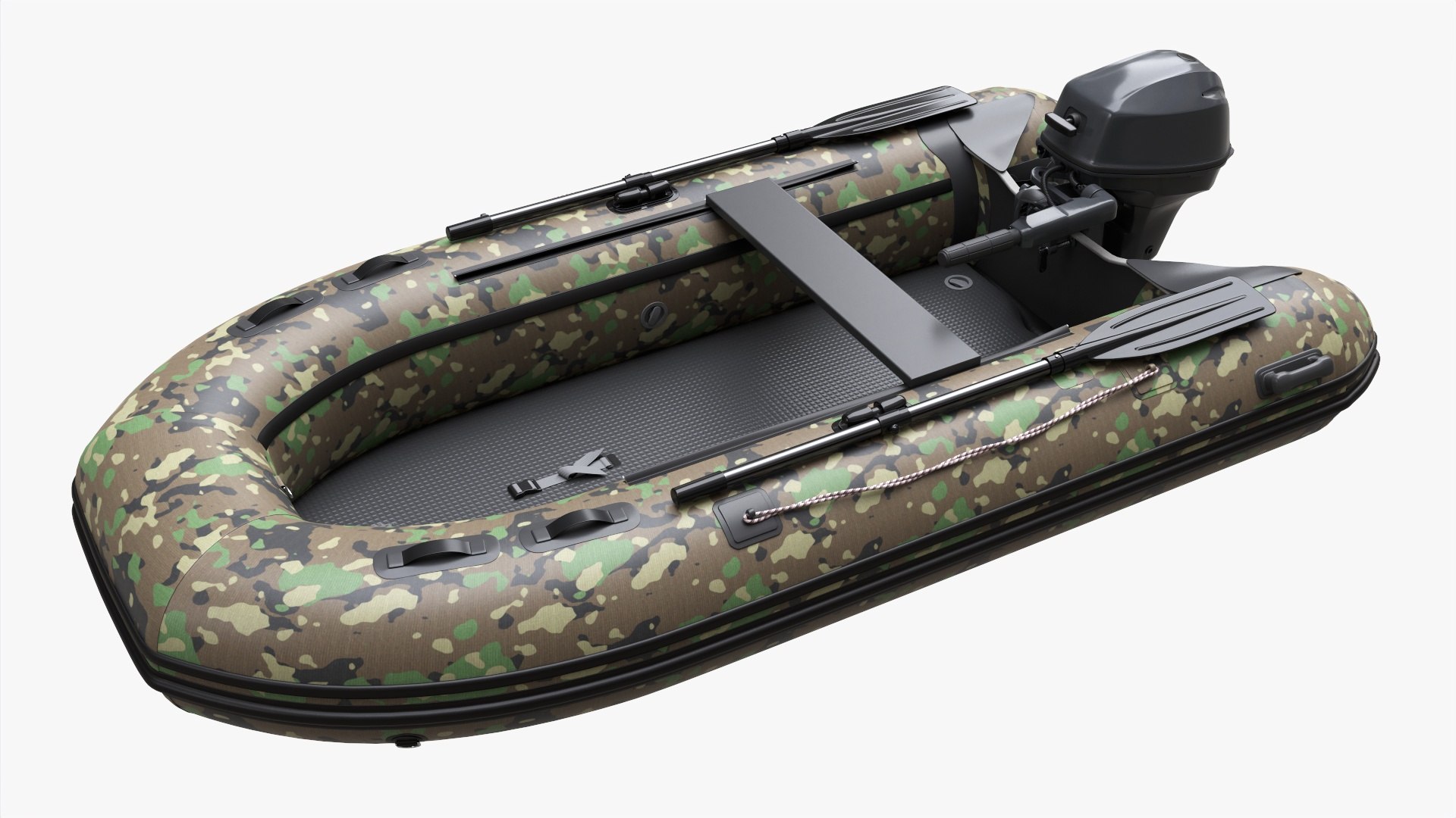 3D Model Inflatable Boat 02 Camouflage With Outboard Boat Motor ...