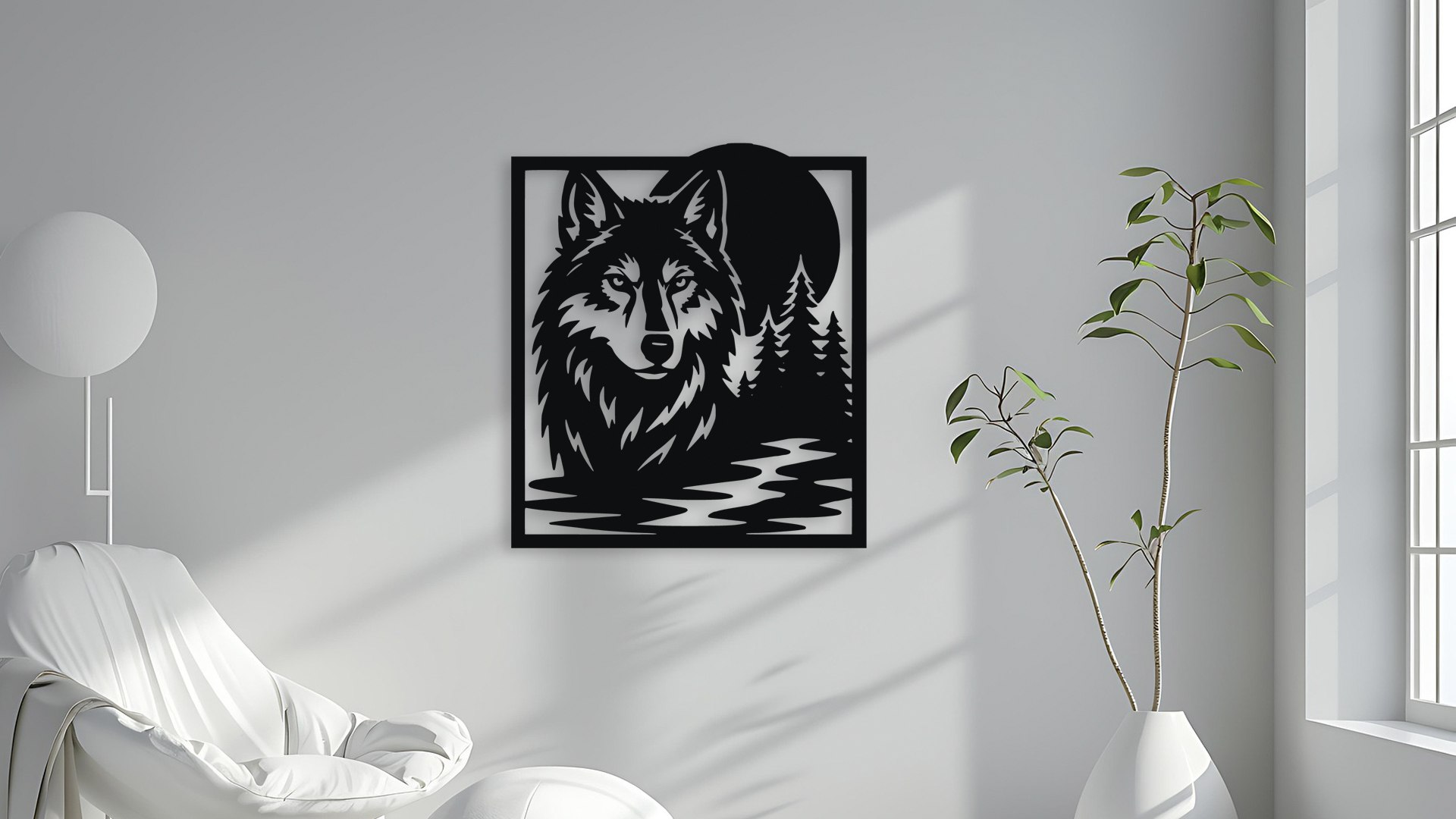 3D Wolf And Forest Night Wall Decor Art - TurboSquid 2488079