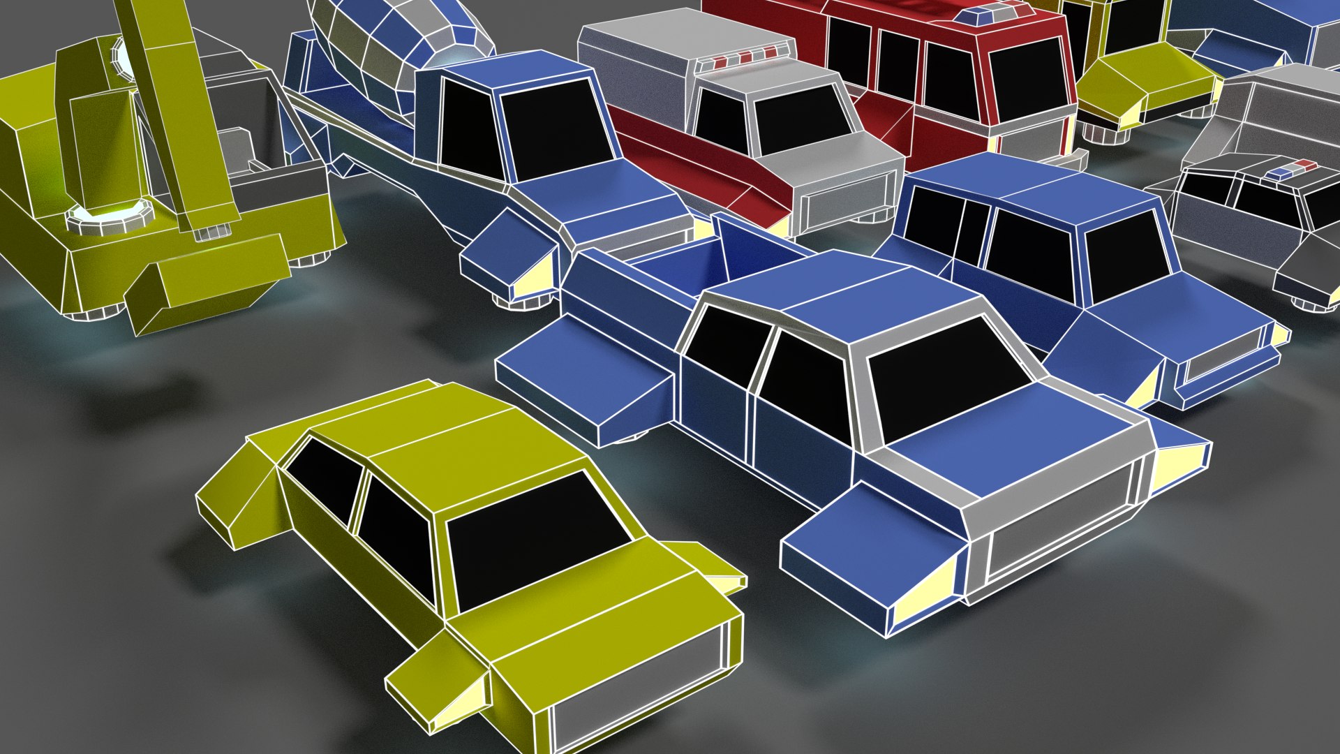 Pack Vehicles Futuristic Low-poly Car 3D Model - TurboSquid 1180000