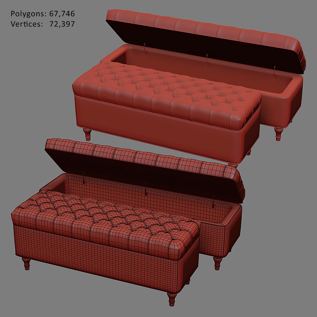 Lorraine Tufted Storage Bench 3D Model - TurboSquid 1601810