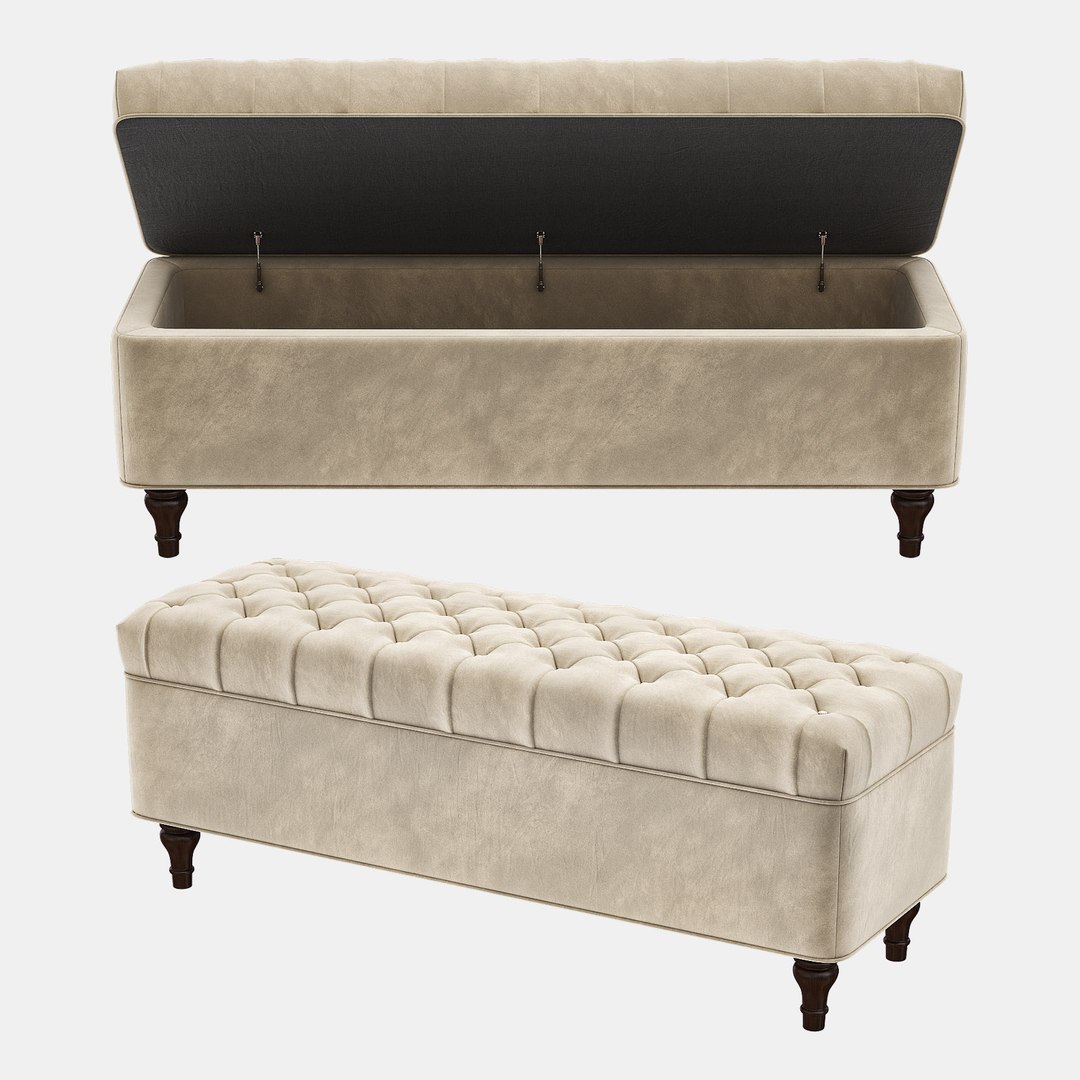 Lorraine Tufted Storage Bench 3D Model - TurboSquid 1601810
