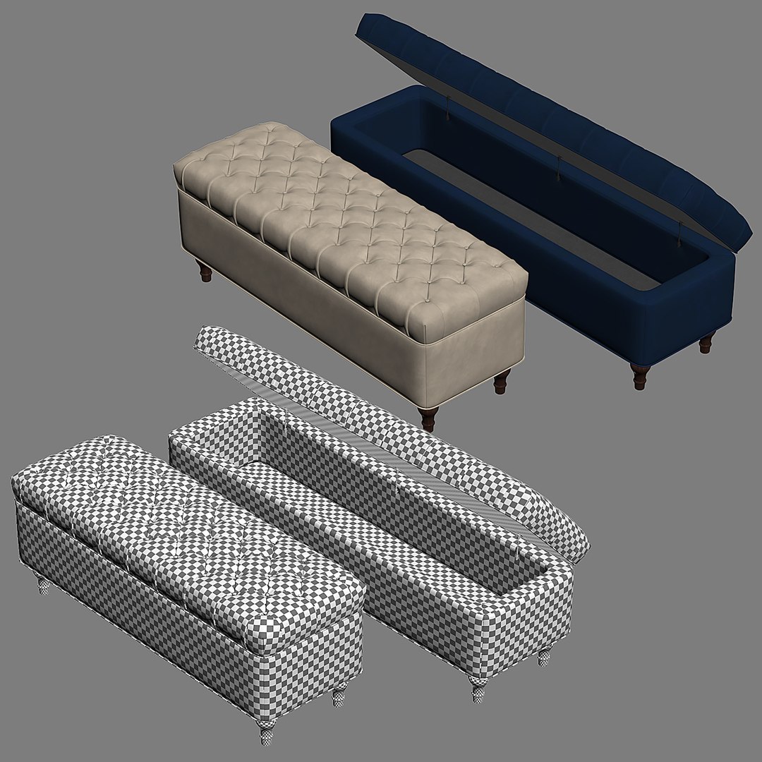 Lorraine Tufted Storage Bench 3D Model - TurboSquid 1601810
