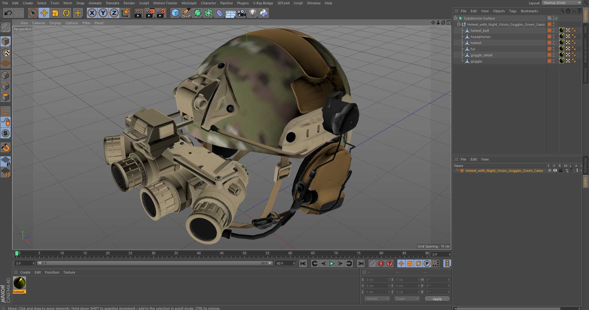 Helmet With Night Vision Goggles Green Camo 3D Model - TurboSquid 2267775