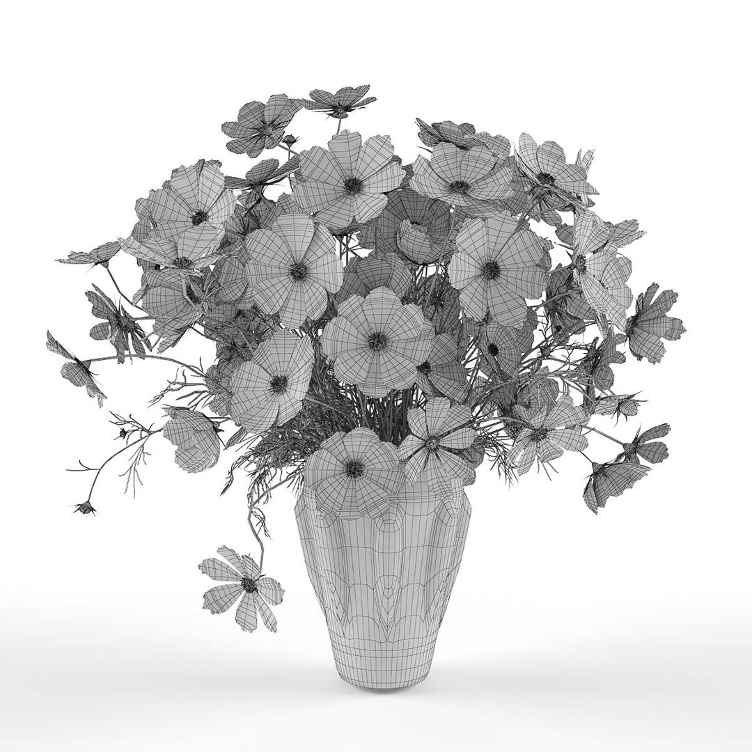 3d Model Bouquet Cosmos Flowers