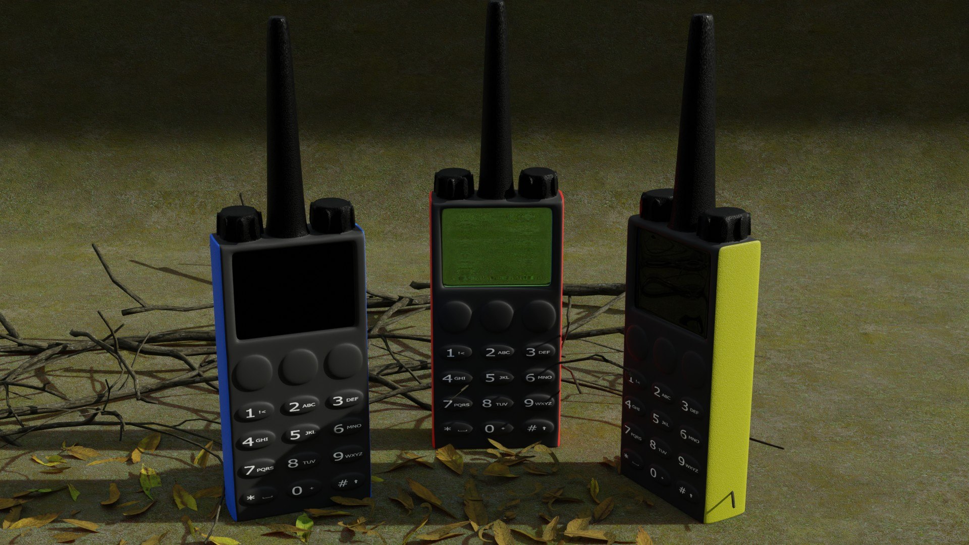 Free 3D Portable Radio Walkie Talkie In Three Colors - TurboSquid 2079665
