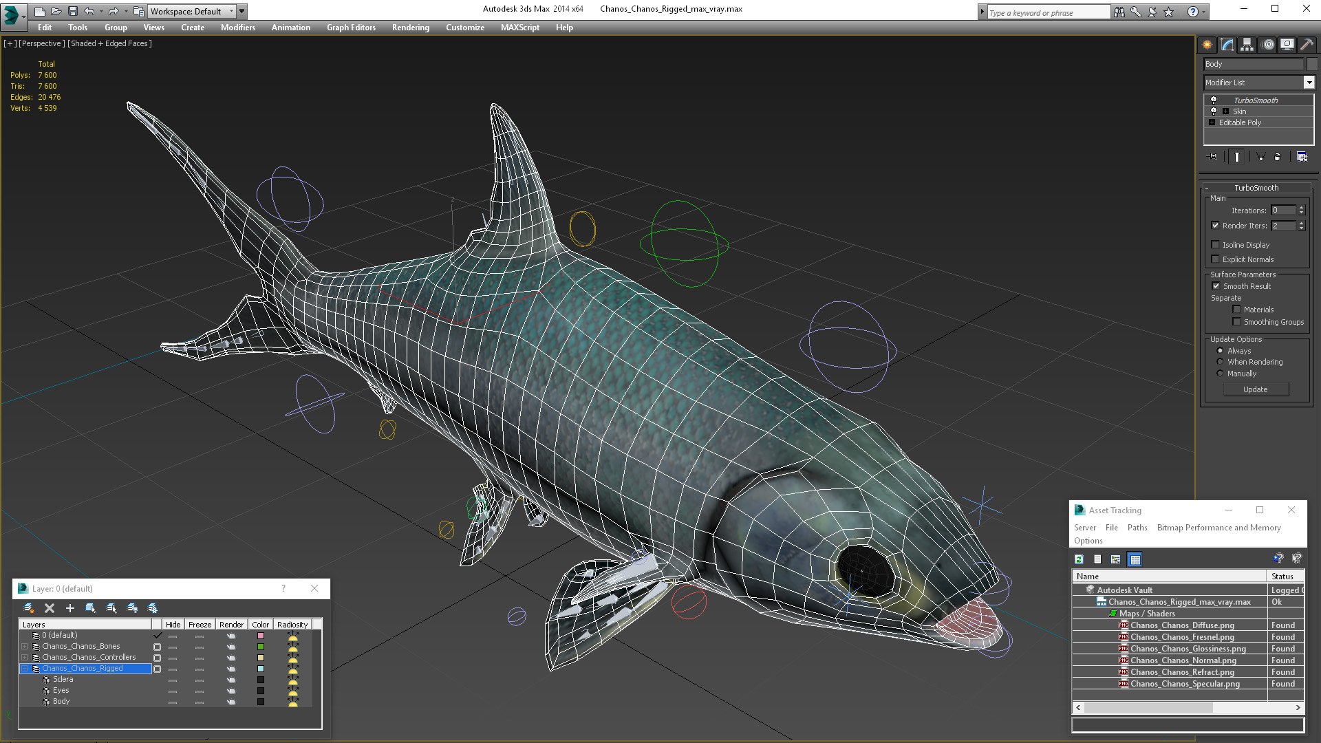 3D Chanos Chanos Rigged - TurboSquid 2243543