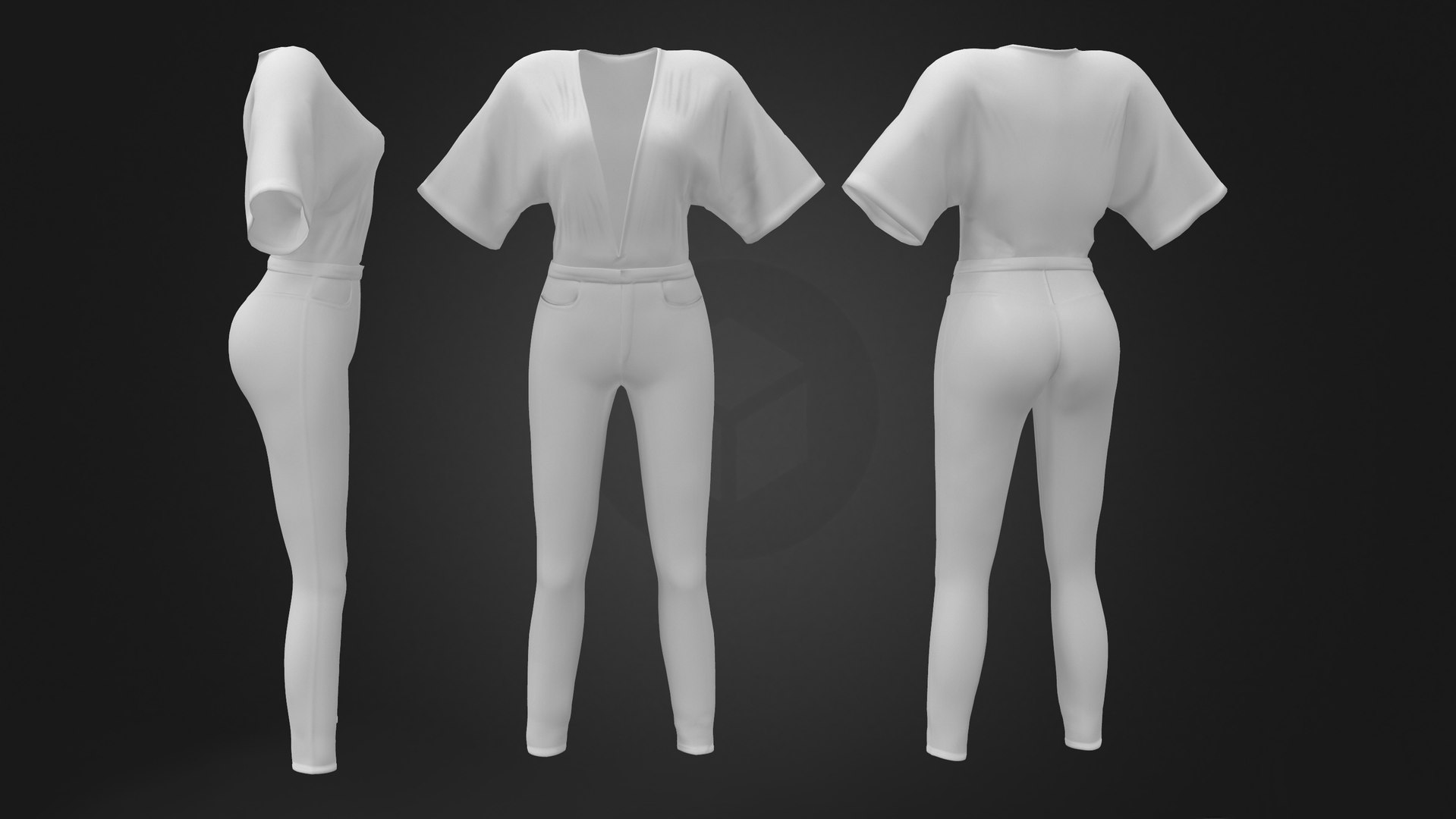 3D Leather Pants And White Wrap Top - TurboSquid 1805526