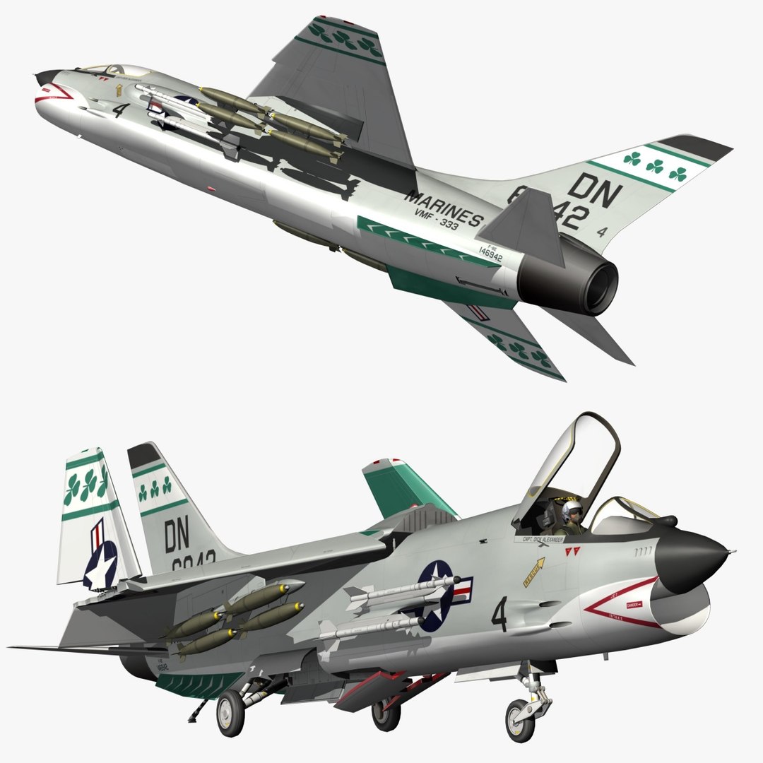 Vought F8 Crusader VMF333 model - TurboSquid 1741879