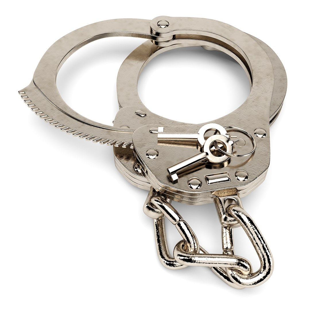 3d Model Realistic Nickel Steel Handcuffs