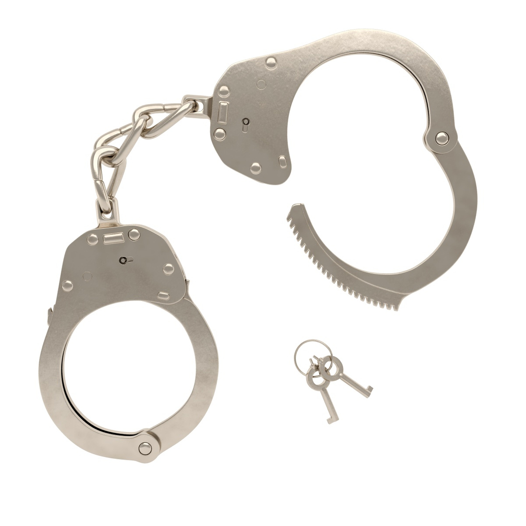3d Model Realistic Nickel Steel Handcuffs