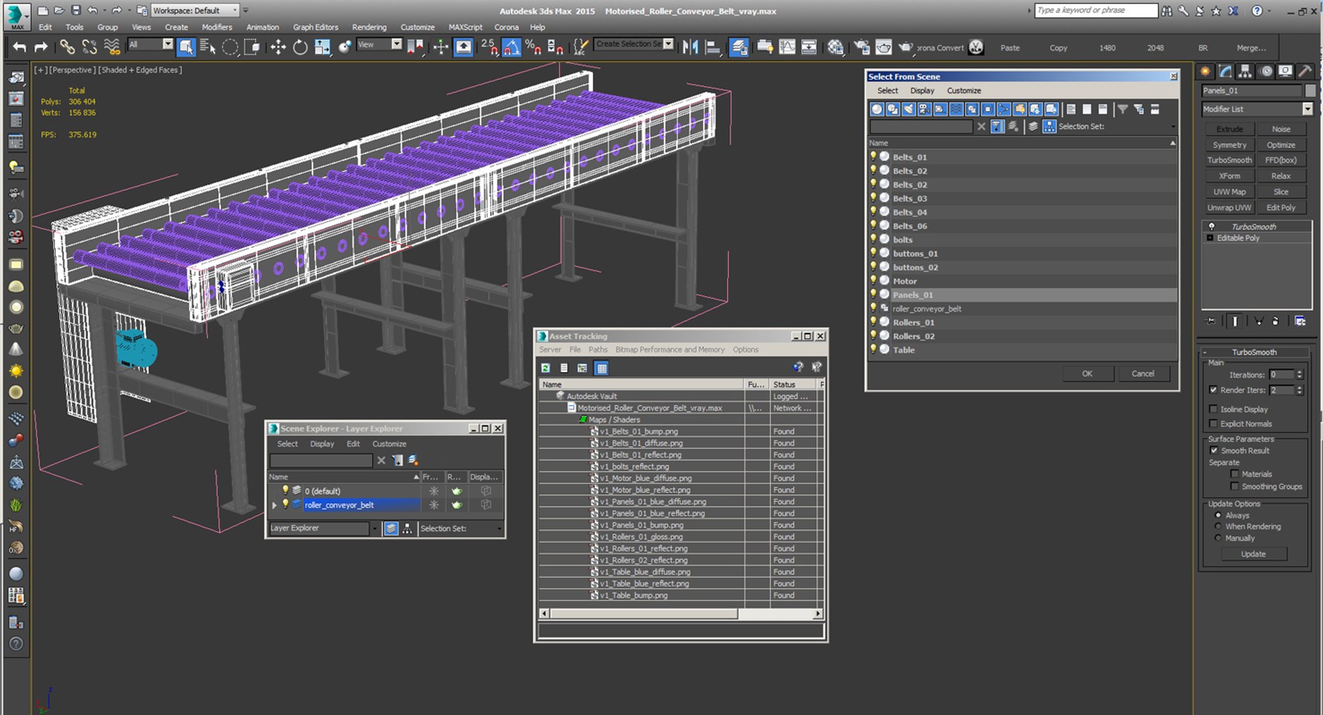 3D Model Motorised Roller Conveyor Belt - TurboSquid 1329216