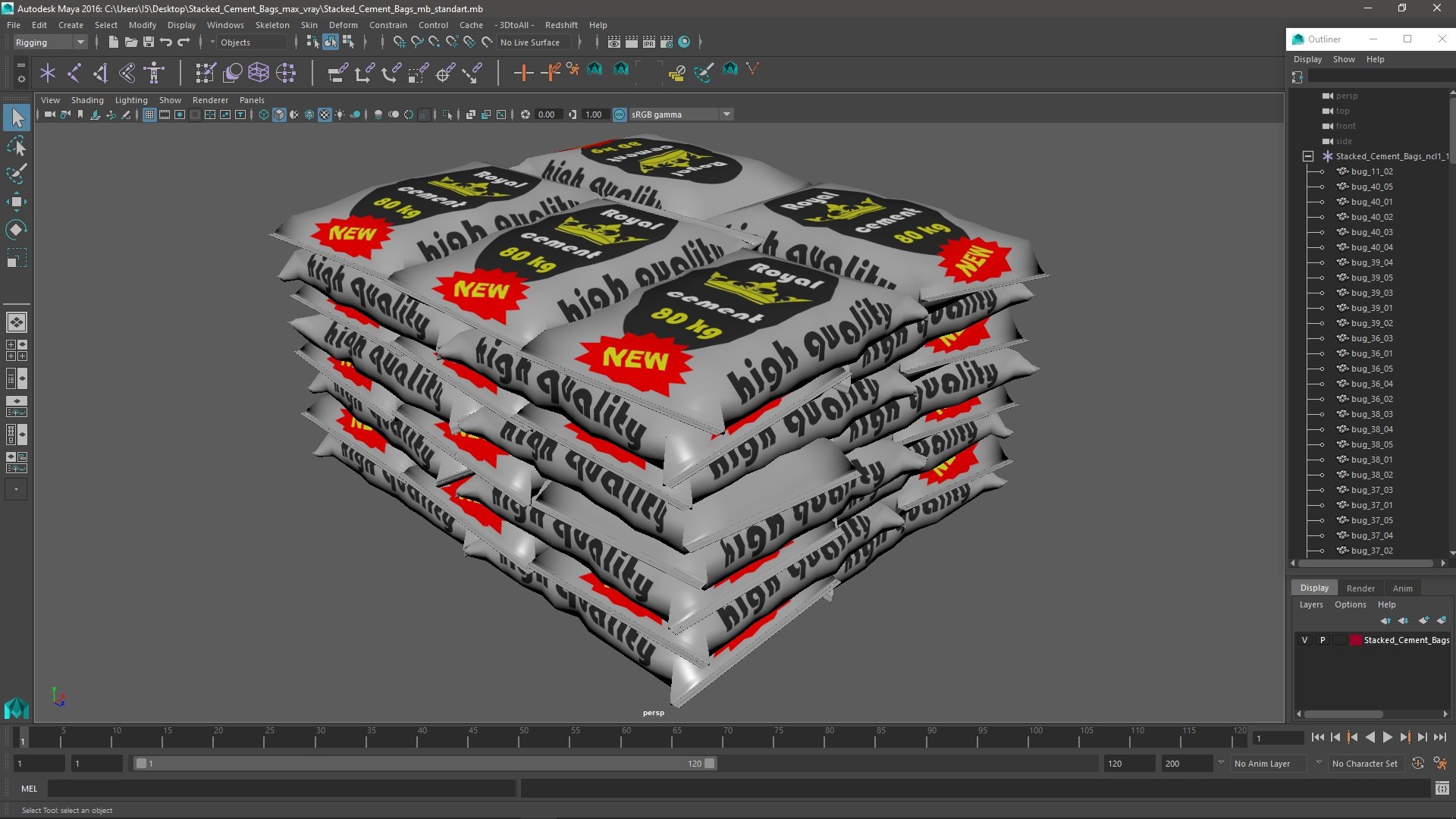 3D Model Stacked Cement Bags - TurboSquid 2217438