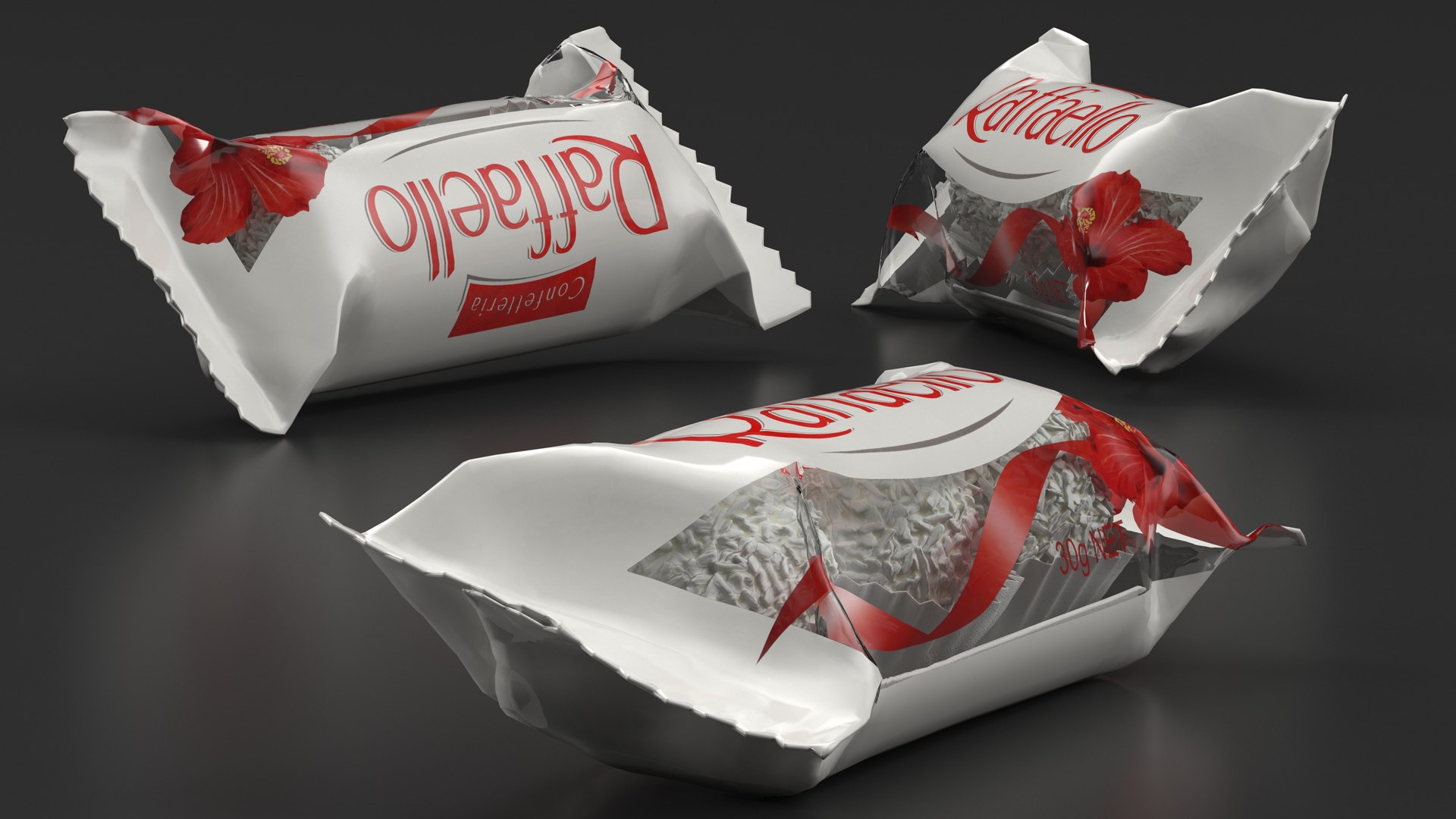 3D Ferrero Raffaello Candy Package 3PCs - TurboSquid 2202496