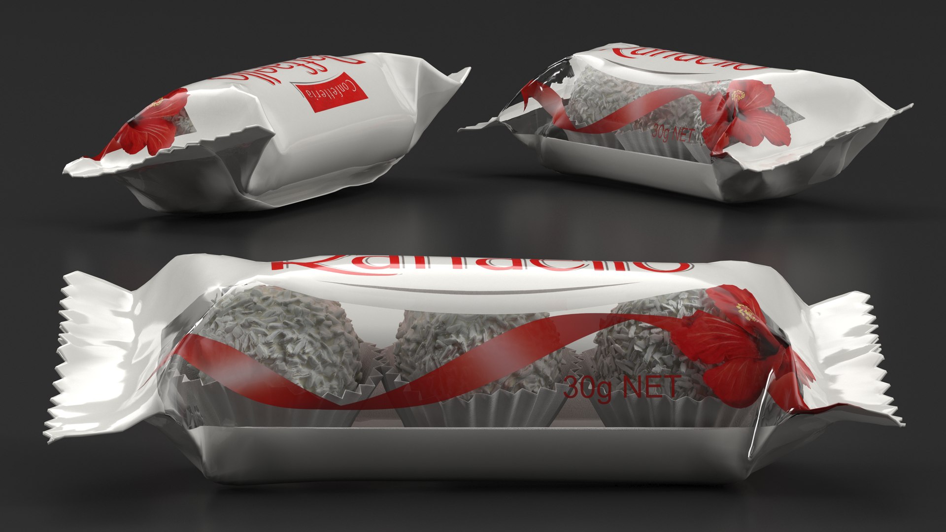 3D Ferrero Raffaello Candy Package 3PCs - TurboSquid 2202496