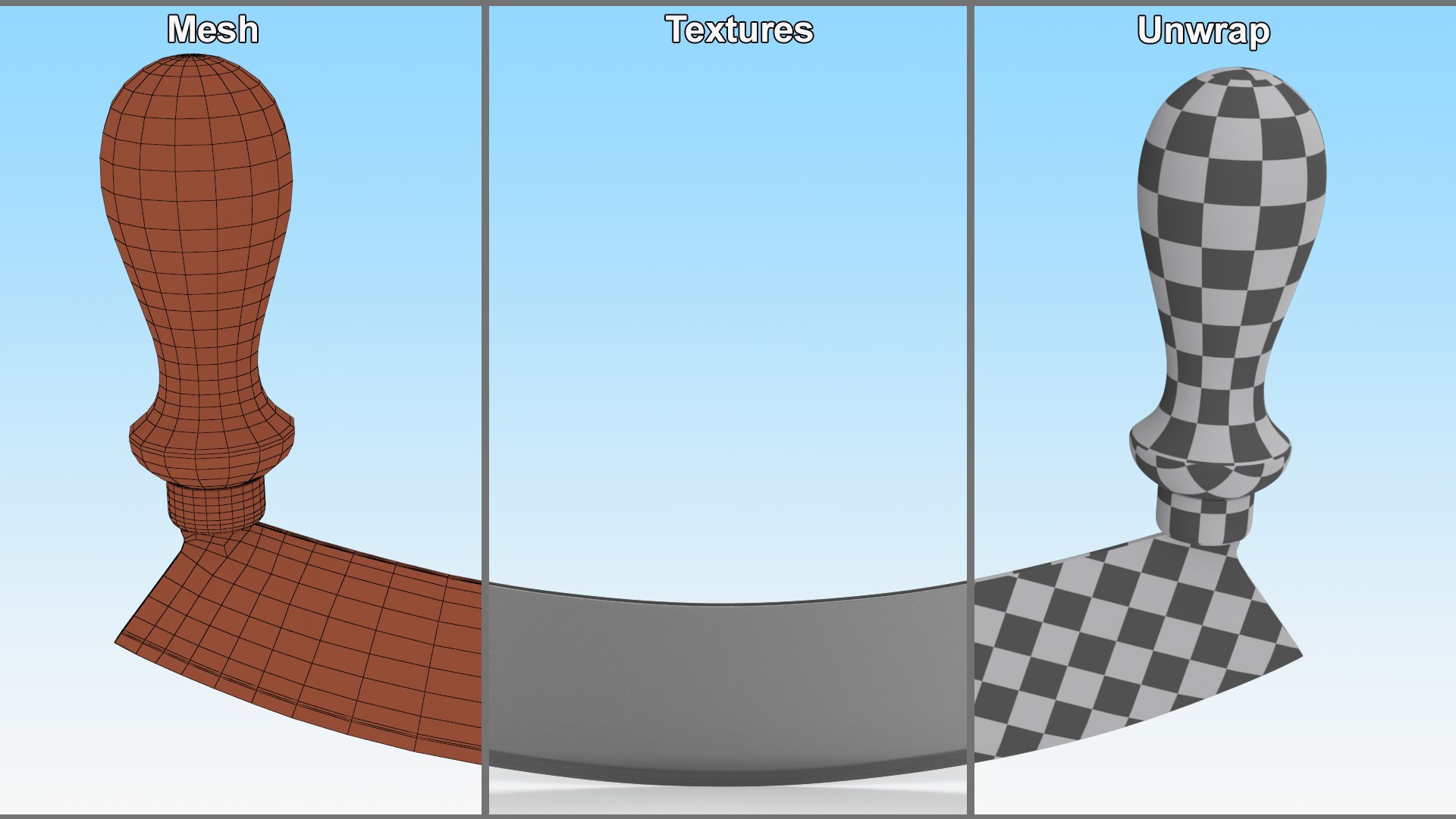 Mezzaluna With One Blade And Plastic Handles 3D Model - TurboSquid 2246189