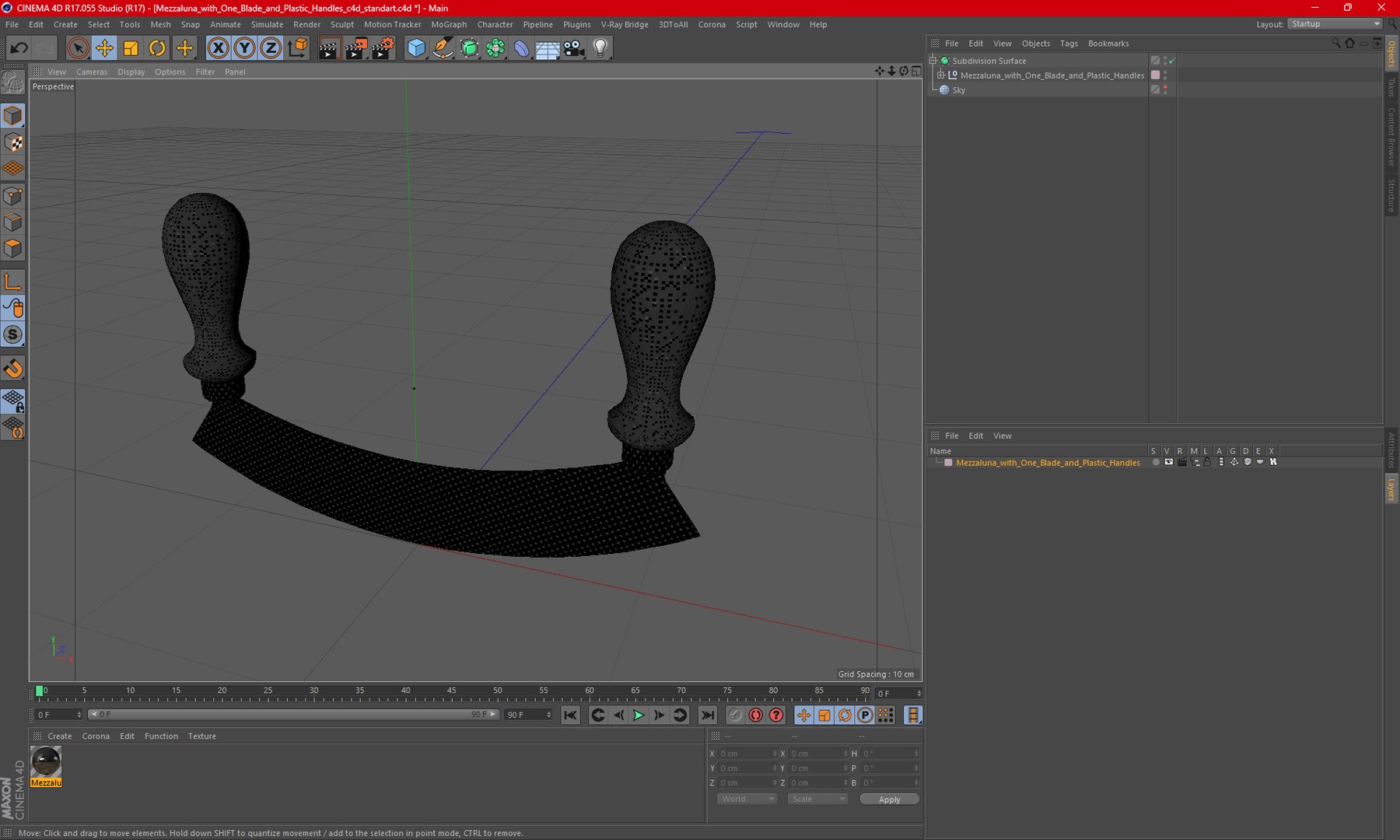 Mezzaluna With One Blade And Plastic Handles 3D Model - TurboSquid 2246189