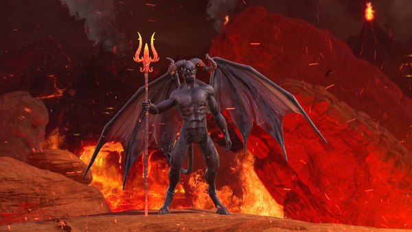 modelo 3d Personaje diabólico con tridente preparado para Modo ...