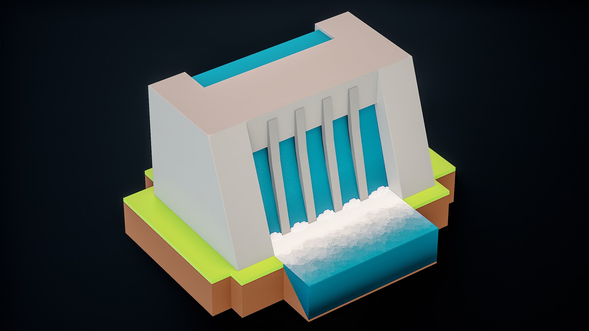 Lowpoly Cartoon Hydropower Plant PBR 3D Model - TurboSquid 2153831