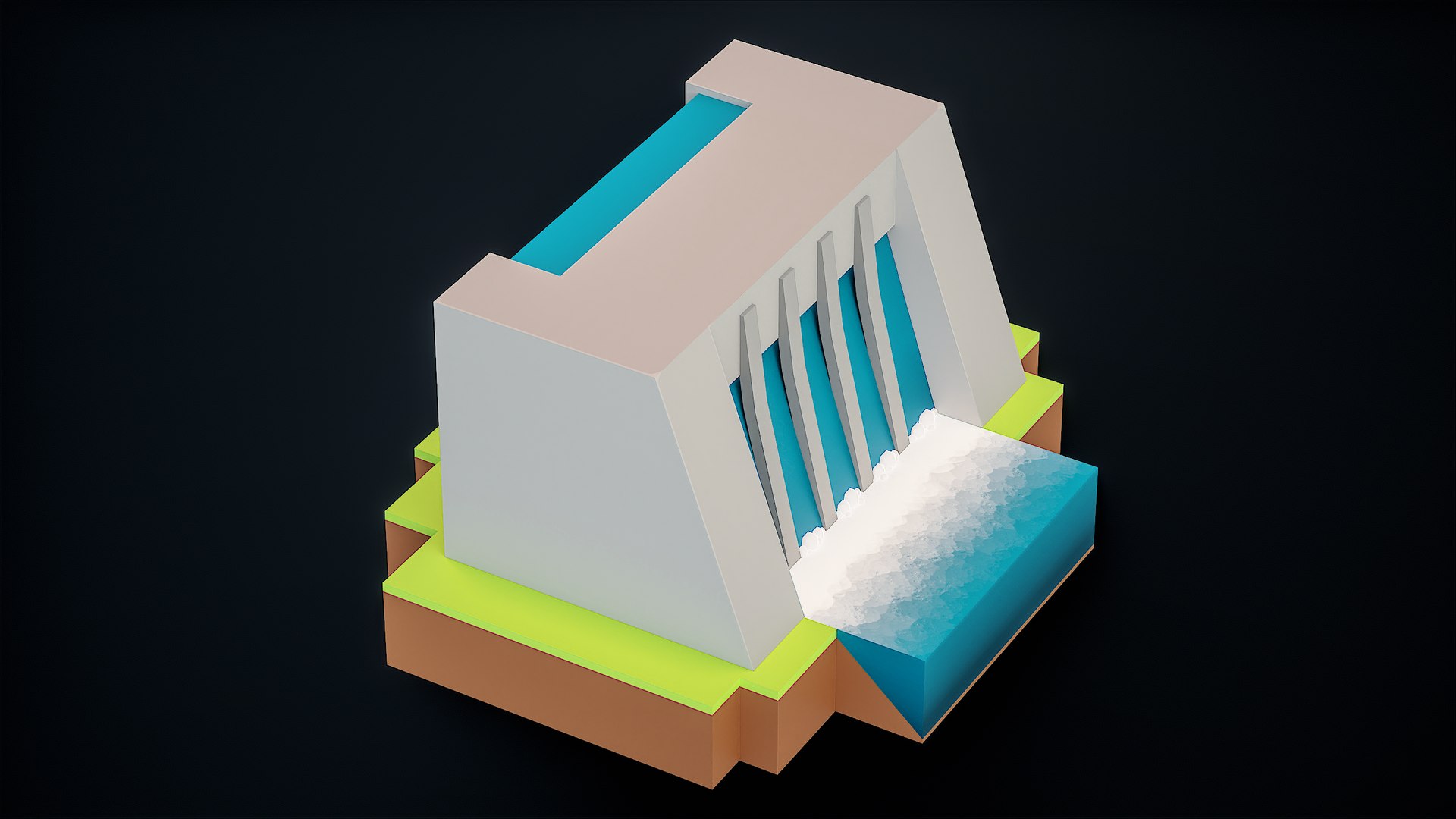 Lowpoly Cartoon Hydropower Plant PBR 3D model - TurboSquid 2153831