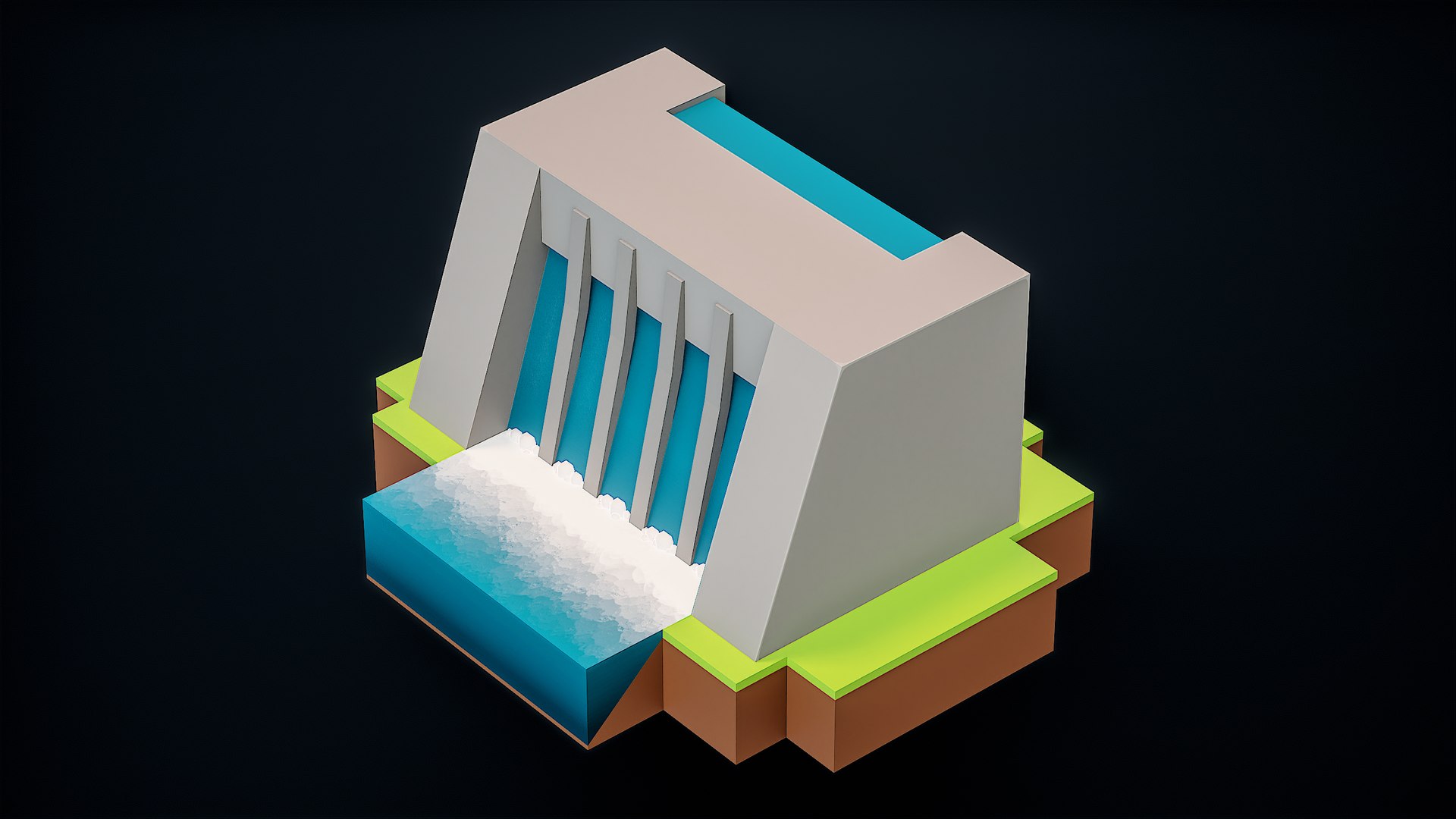 Lowpoly Cartoon Hydropower Plant PBR 3D model - TurboSquid 2153831