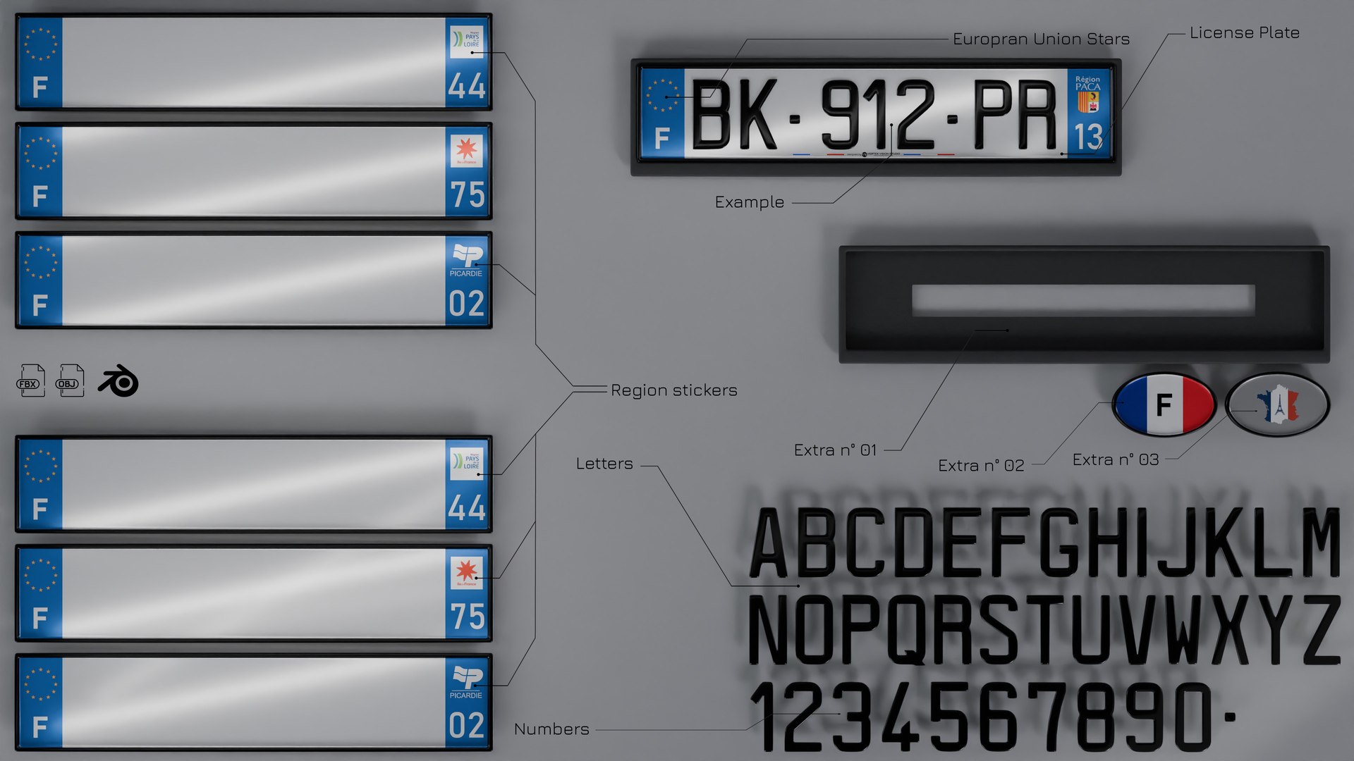 3D Customizable French License Plate 3D Model Model - TurboSquid 2332468