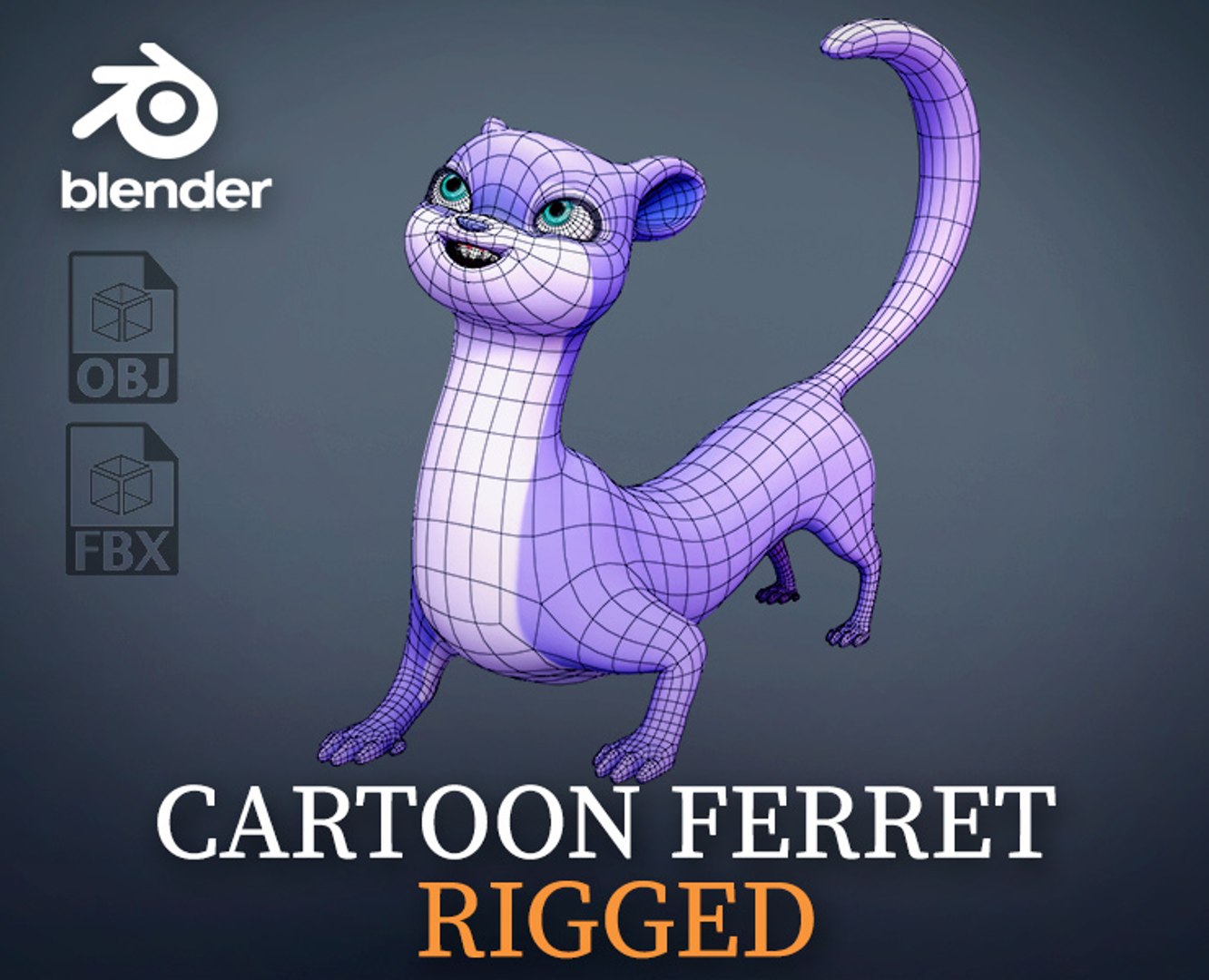 Cartoon Ferret Rigged Model - TurboSquid 2275604