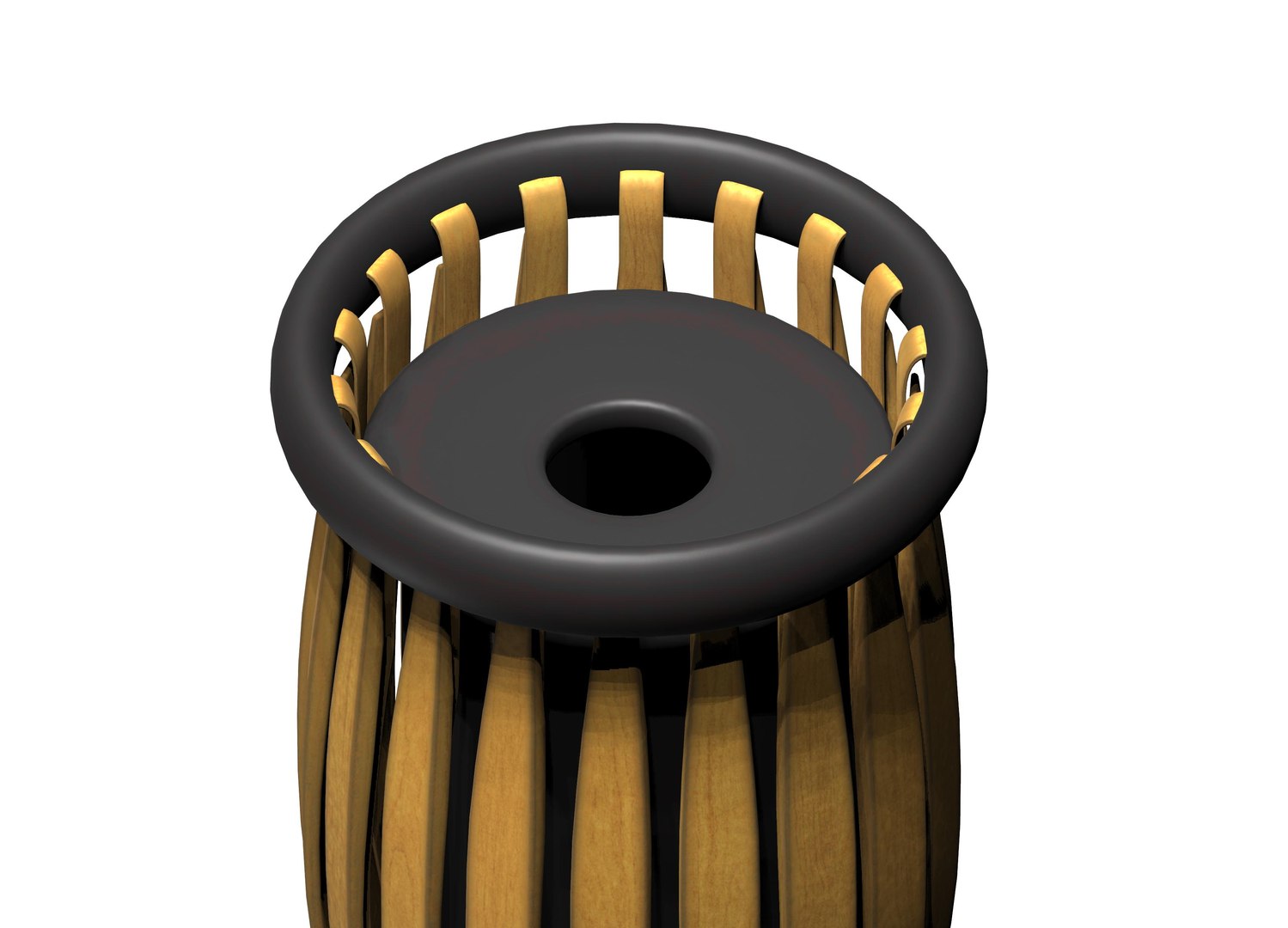 Circular cage type wooden trash can model - TurboSquid 2130044