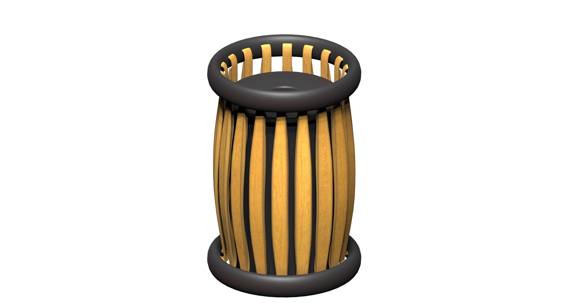 Circular cage type wooden trash can model - TurboSquid 2130044