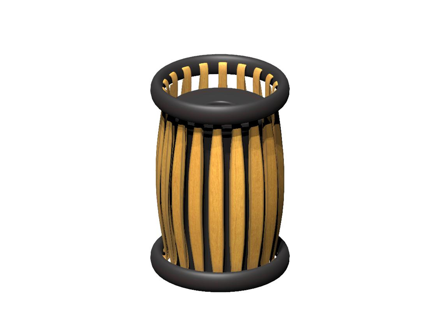 Circular cage type wooden trash can model - TurboSquid 2130044