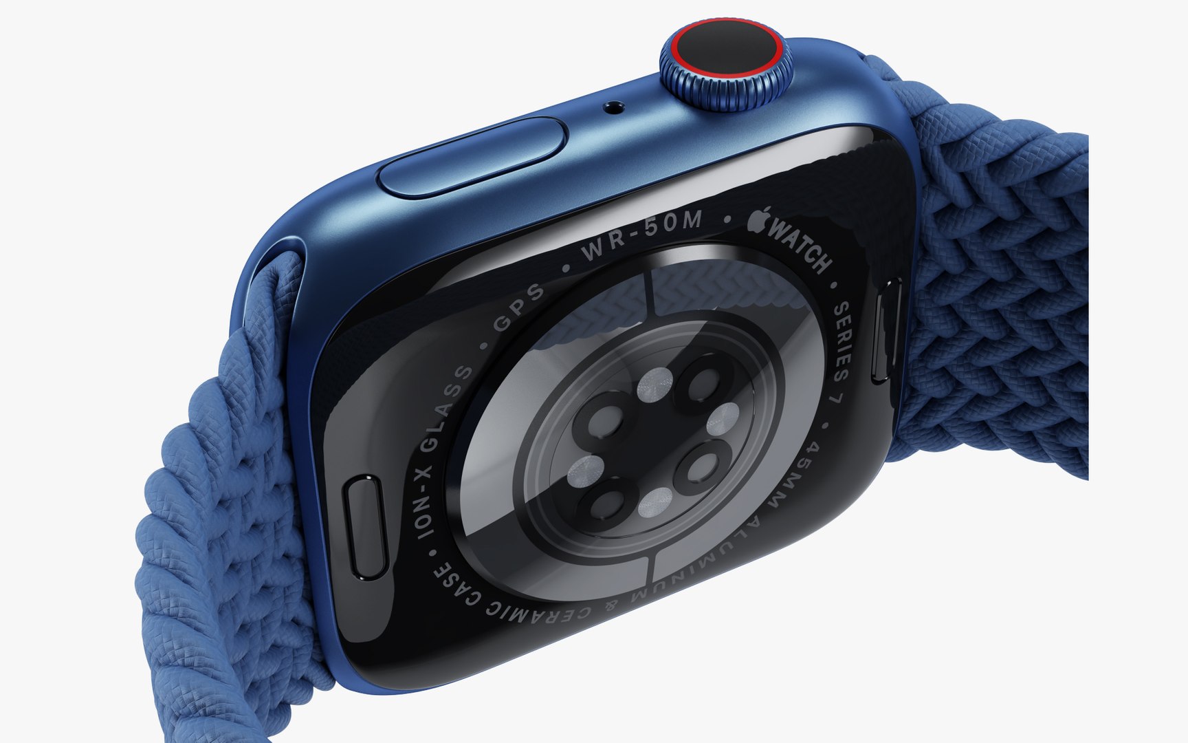 3D Apple Watch 7 Blue Aluminum Case With Braided Solo Loop Model ...