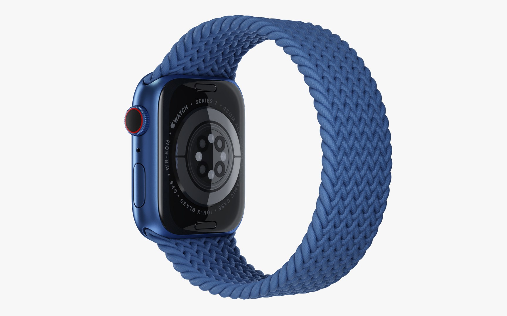 3D Apple Watch 7 Blue Aluminum Case With Braided Solo Loop Model ...
