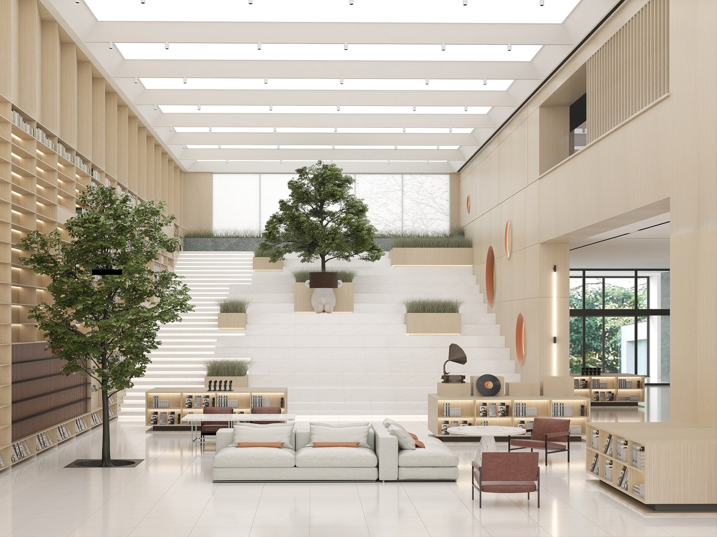 3D Modern And Simple Indoor Bookstore Library Model - TurboSquid 2016155