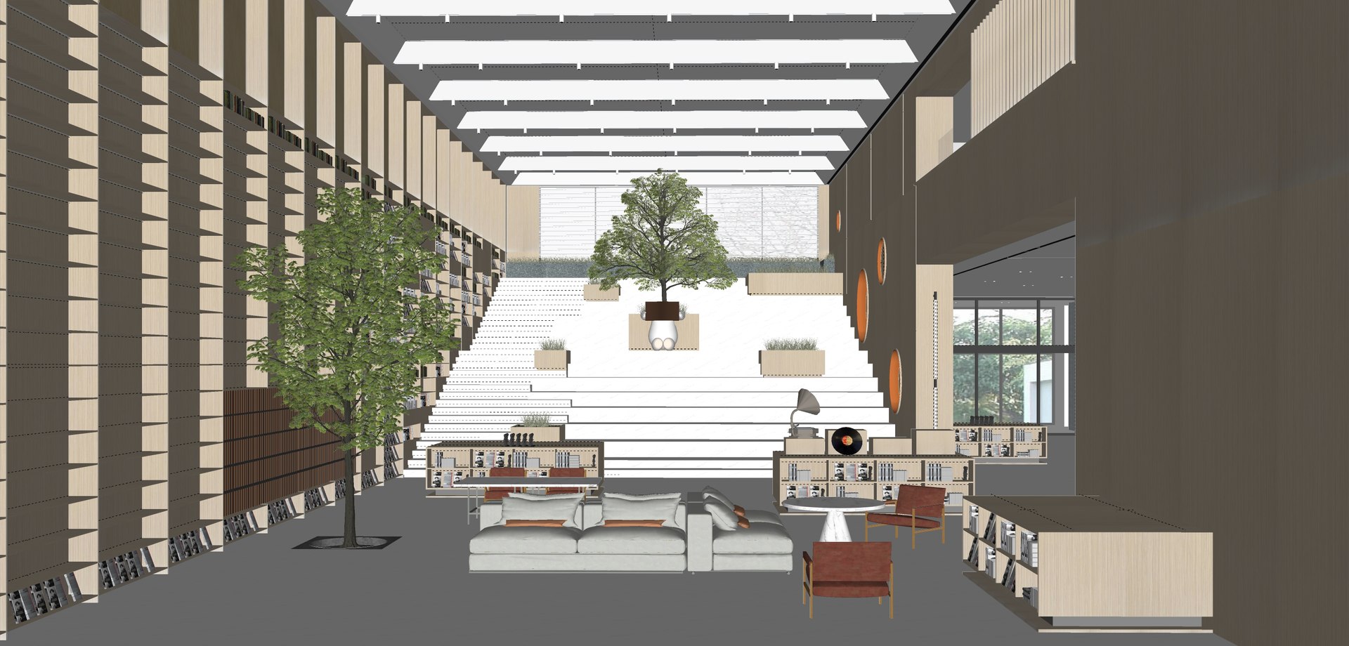 3D Modern And Simple Indoor Bookstore Library Model - TurboSquid 2016155