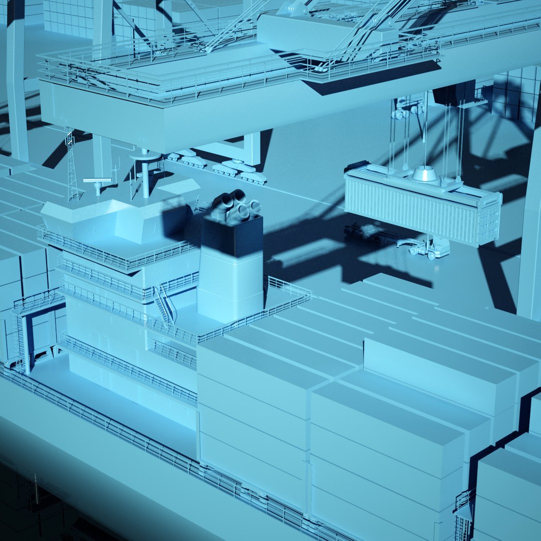 3d Container Terminal Scene