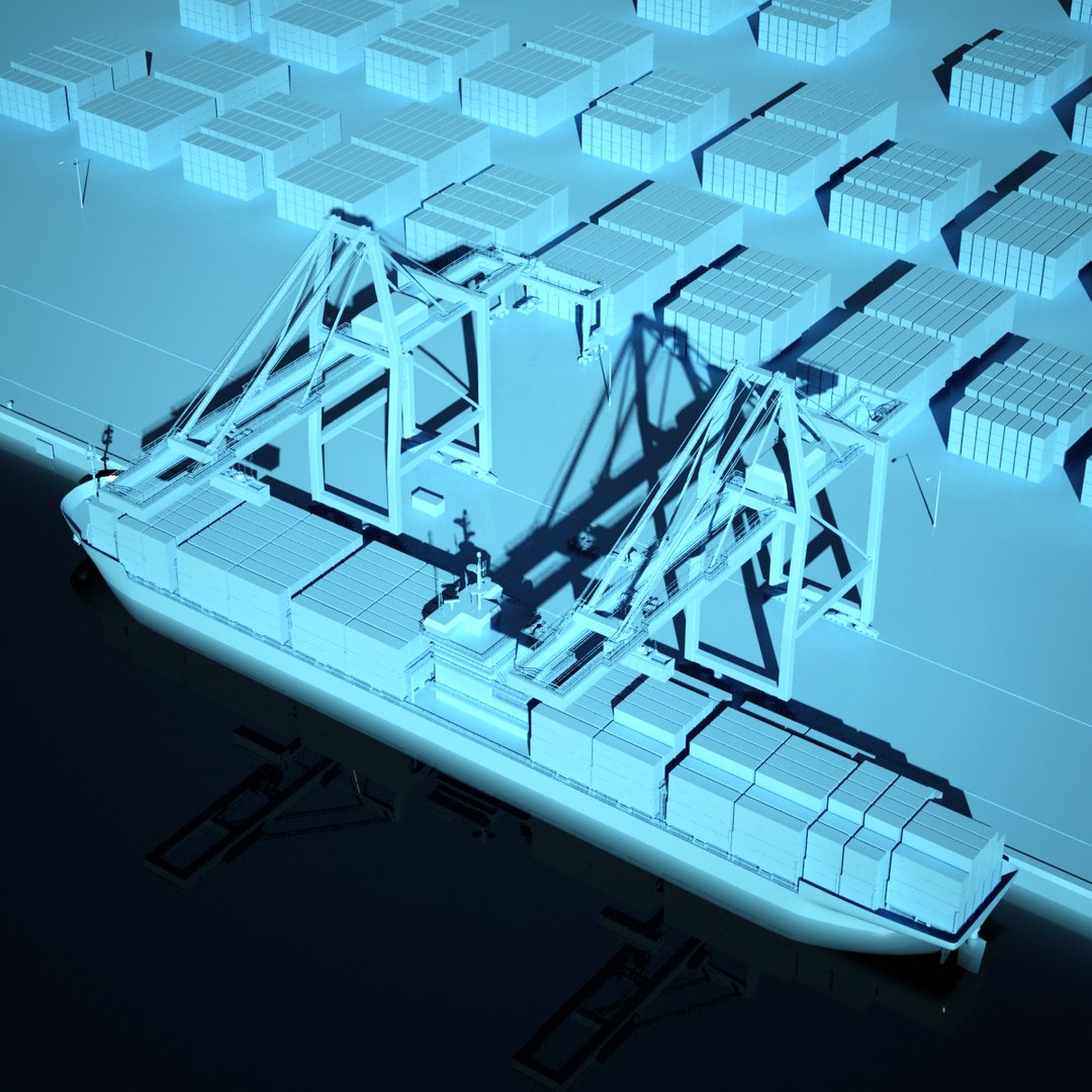 3d Container Terminal Scene